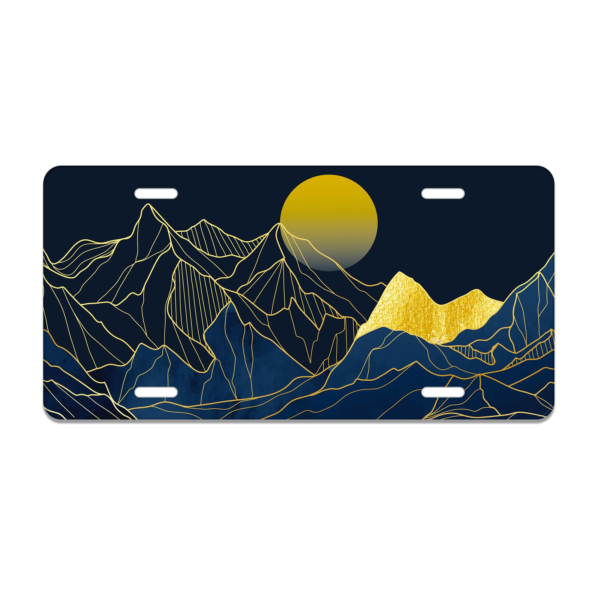 Smoaffly Luxury Mountain Golden Line License Plate Decorative Car Front ...