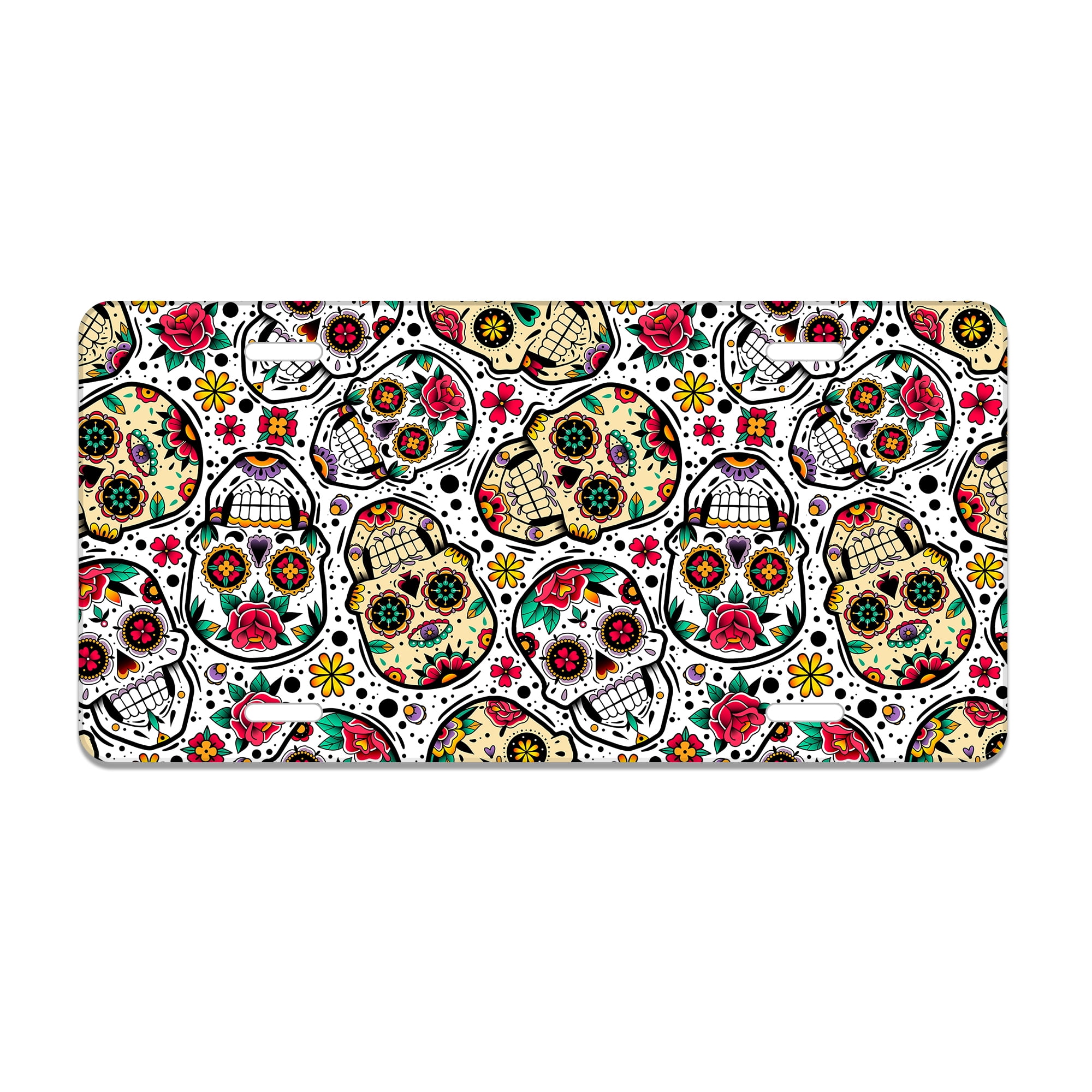 Smoaffly Mexican Skulls License Plate Decorative Car Front Metal Car Plate License Plate