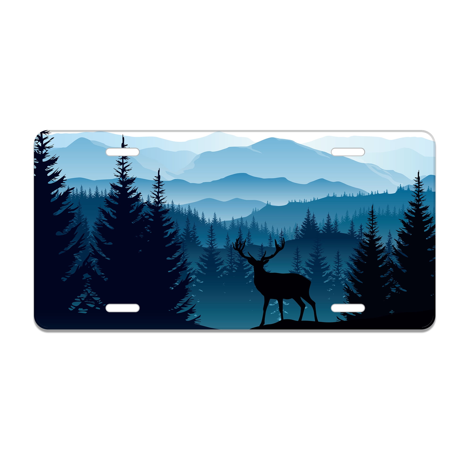 Smoaffly Misty Mountains Forests Deer License Plate Decorative Car ...