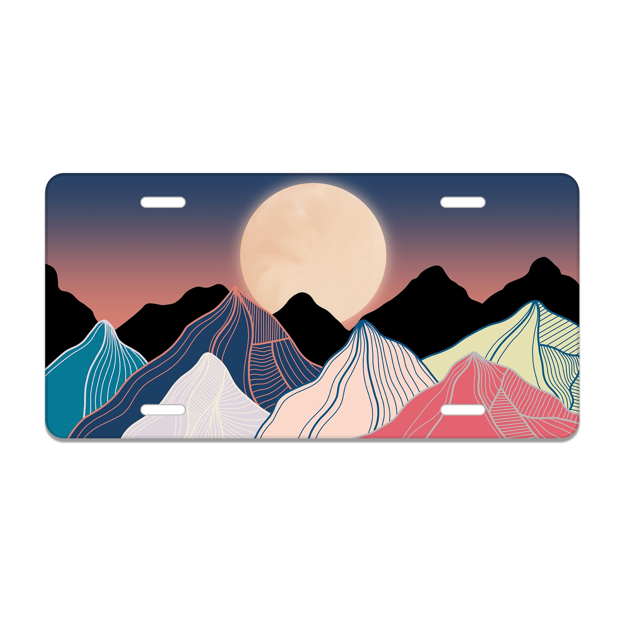 Smoaffly Mountain Sunset Landscape Boho License Plate Decorative Car ...