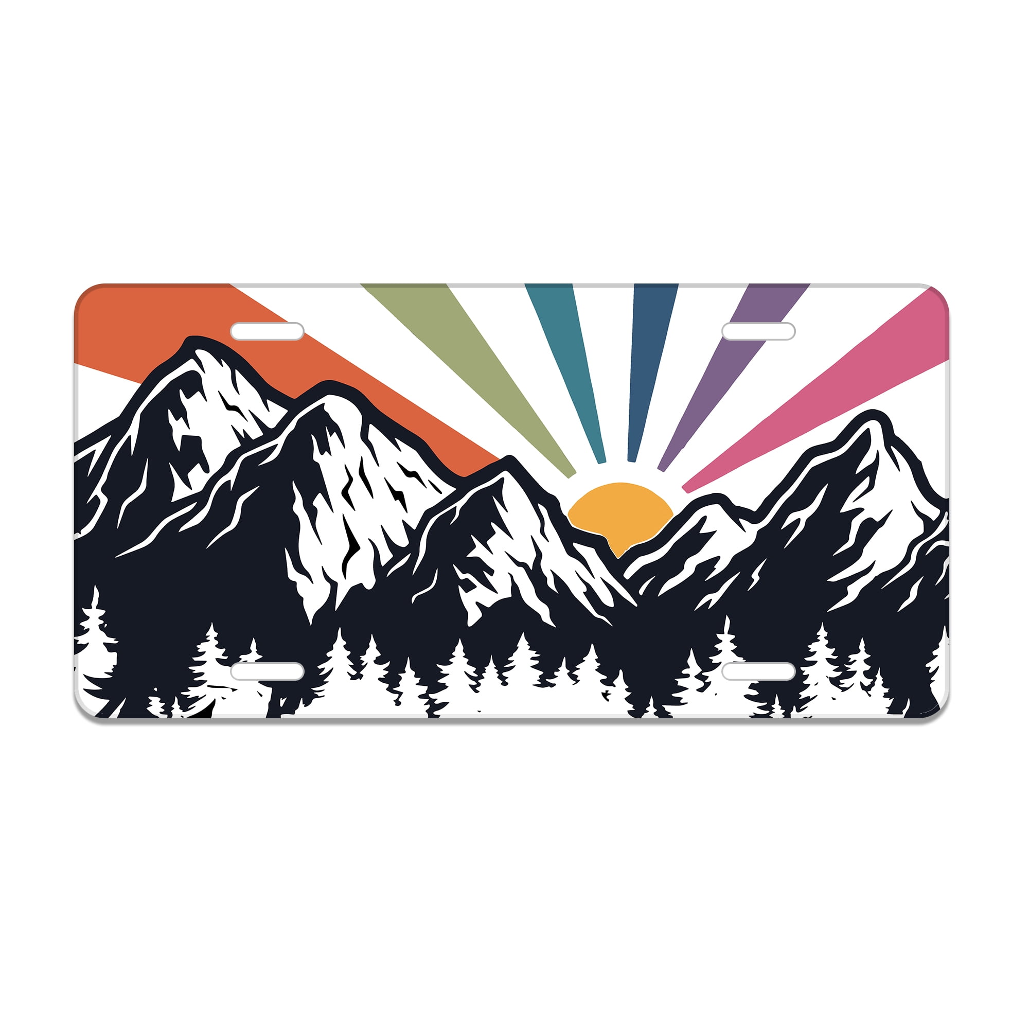 Smoaffly Mountains Retro Sun License Plate Decorative Car Front, Metal ...