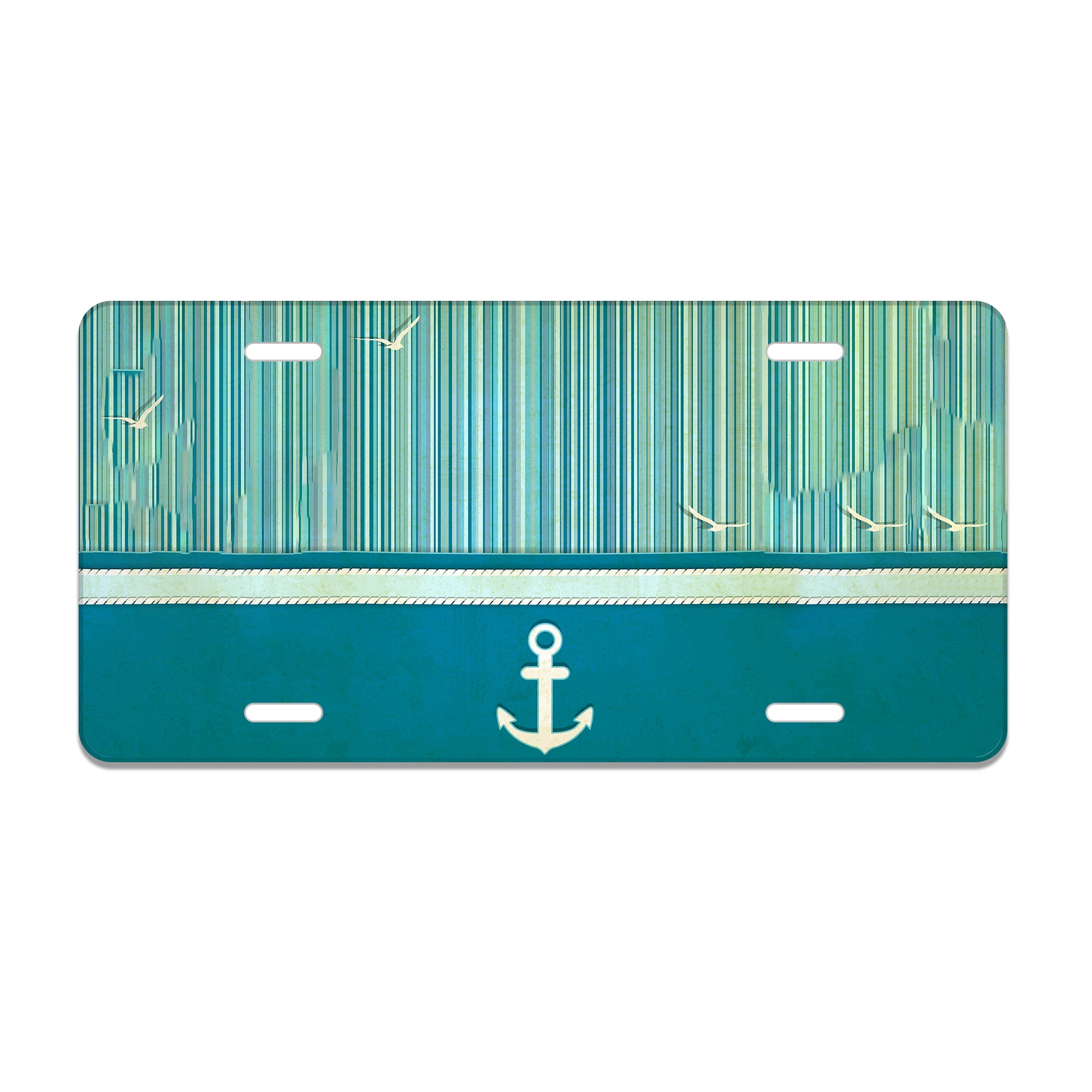 Smoaffly Nautical Anchor Decorative Car Front, Blue Ocean Stripe Metal ...
