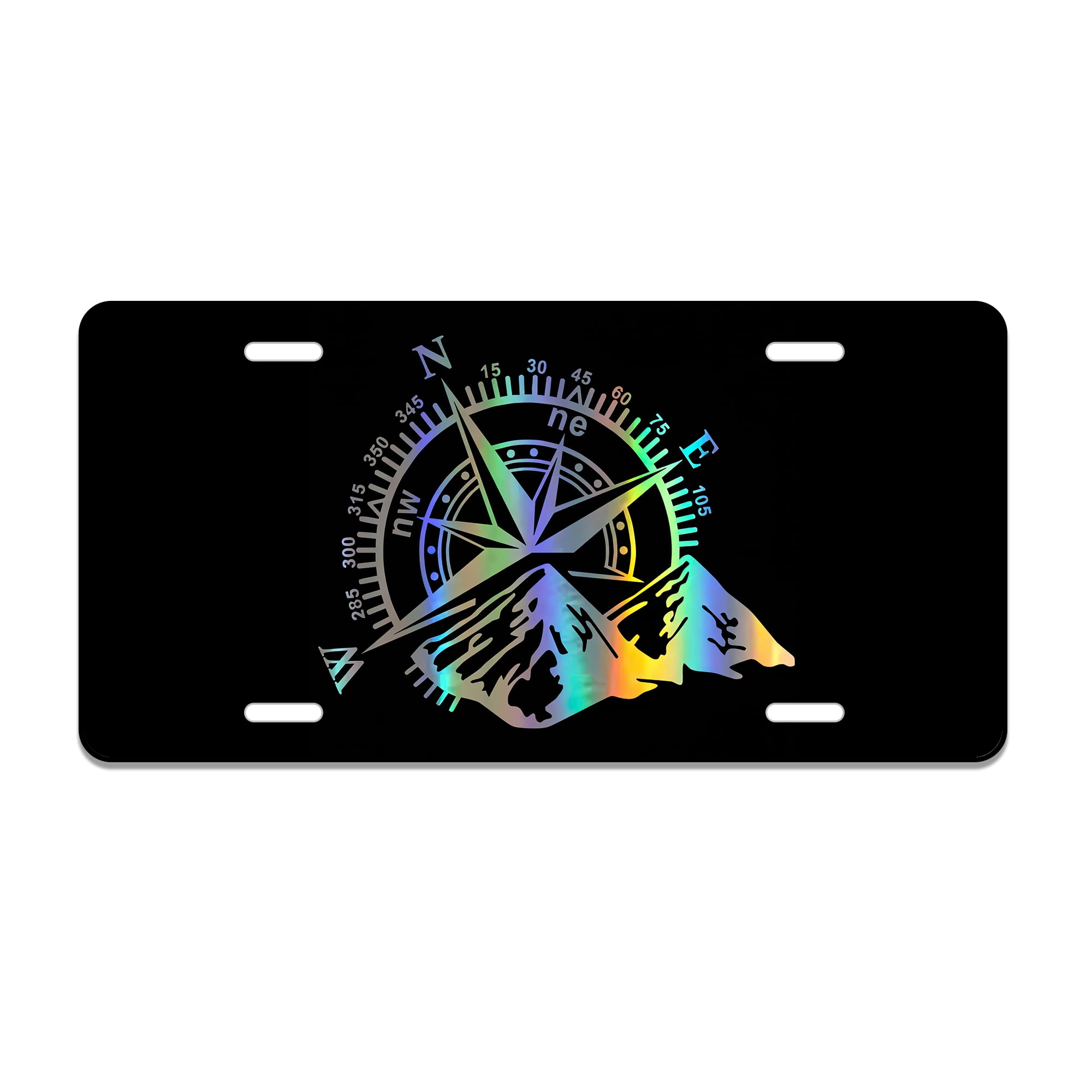 Smoaffly Neon Compass Mountain License Plate Decorative Car Front ...