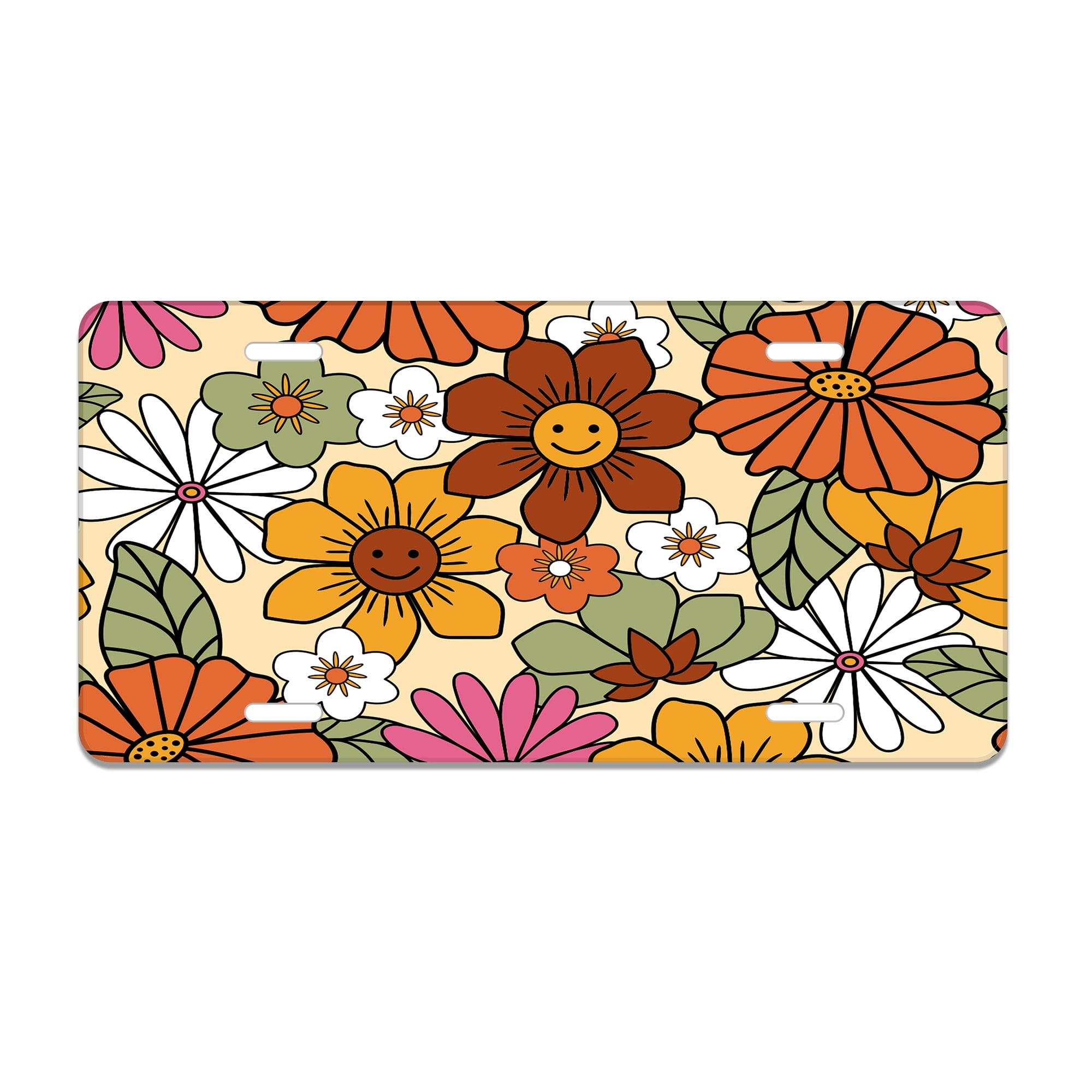 Smoaffly Retro 70s Groovy Flowers Decorative Car Front, Hippie Daisy ...