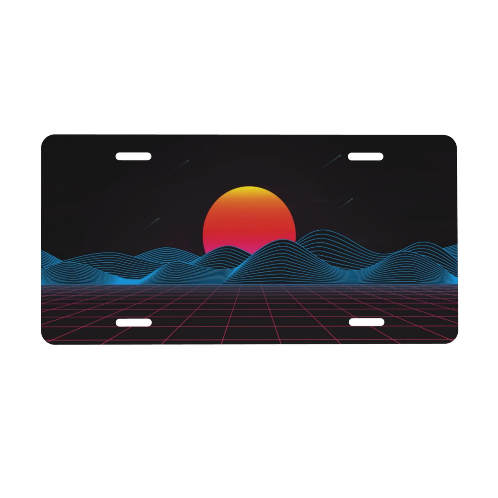 Smoaffly Retro 80s Sunset License Plate,Futuristic Landscape Decorative ...