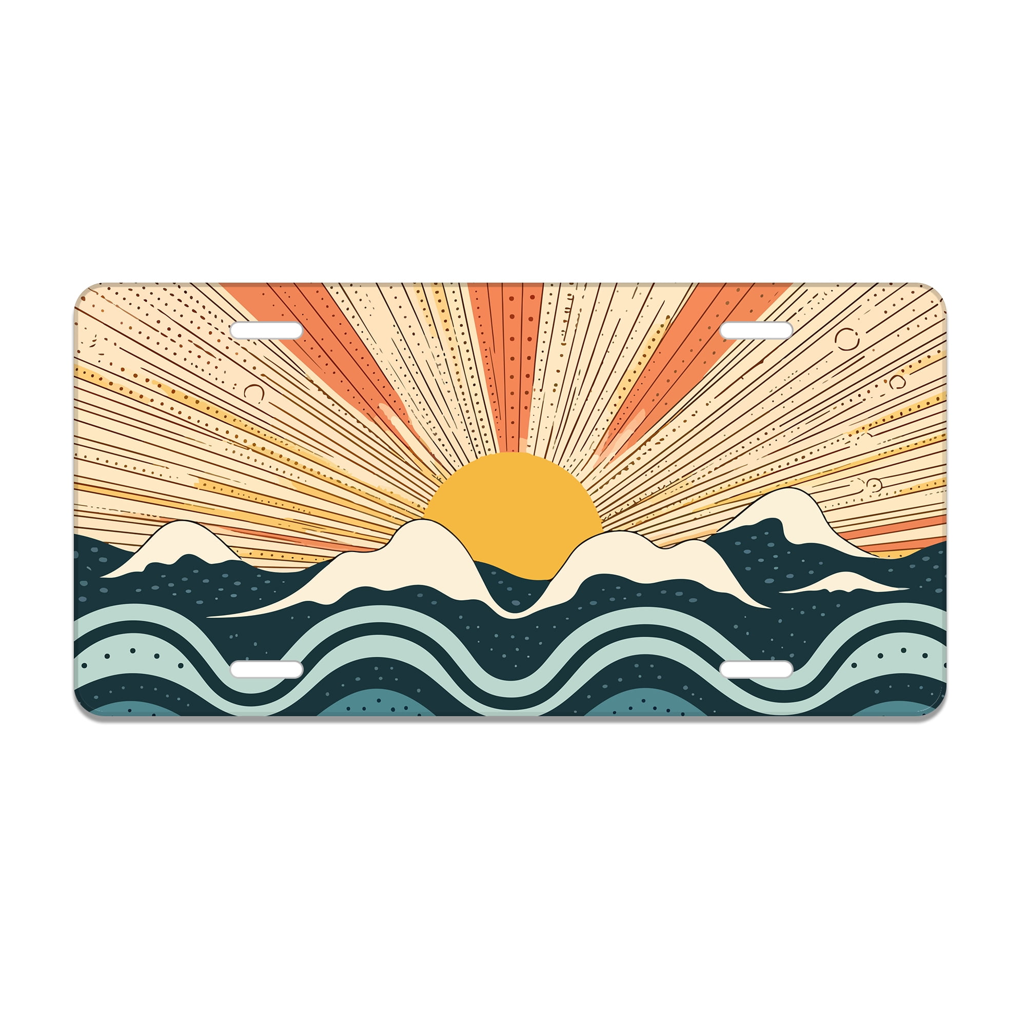 Smoaffly Retro Sun Waves License Plate Decorative Car Front License ...