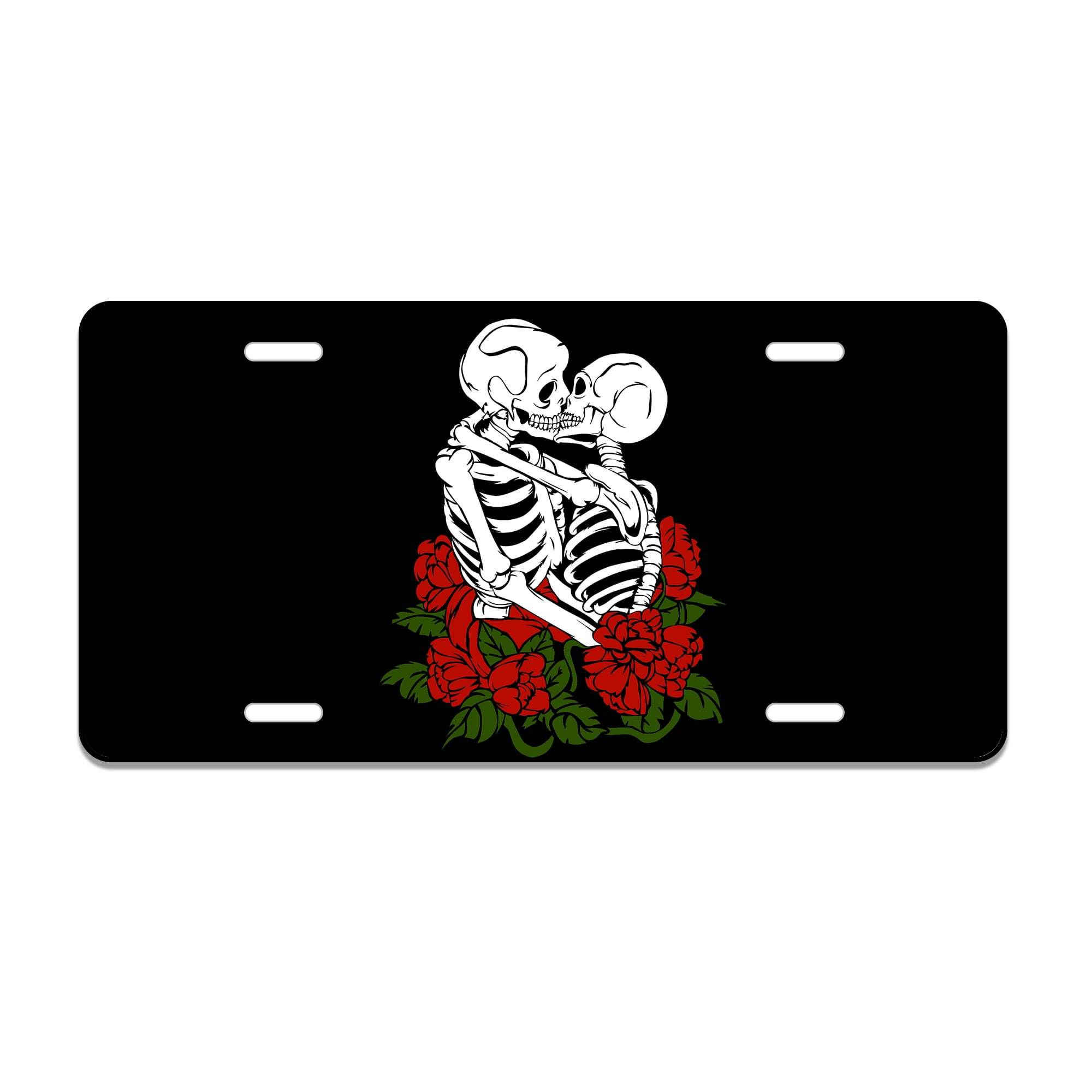 Smoaffly Rose Lover Skeleton License Plate, Decorative Car Front ...