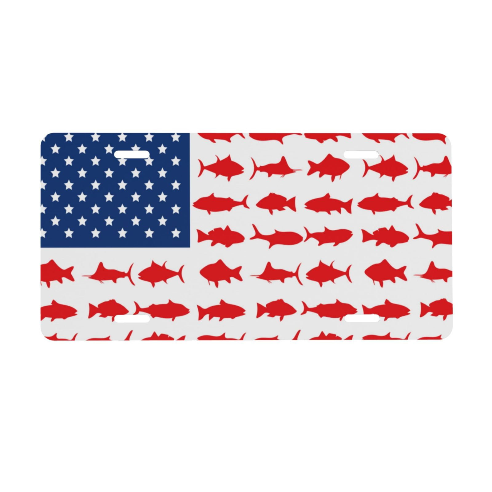 Smoaffly US Flag License Plate,Fish Morale Patch Decorative Car Front ...