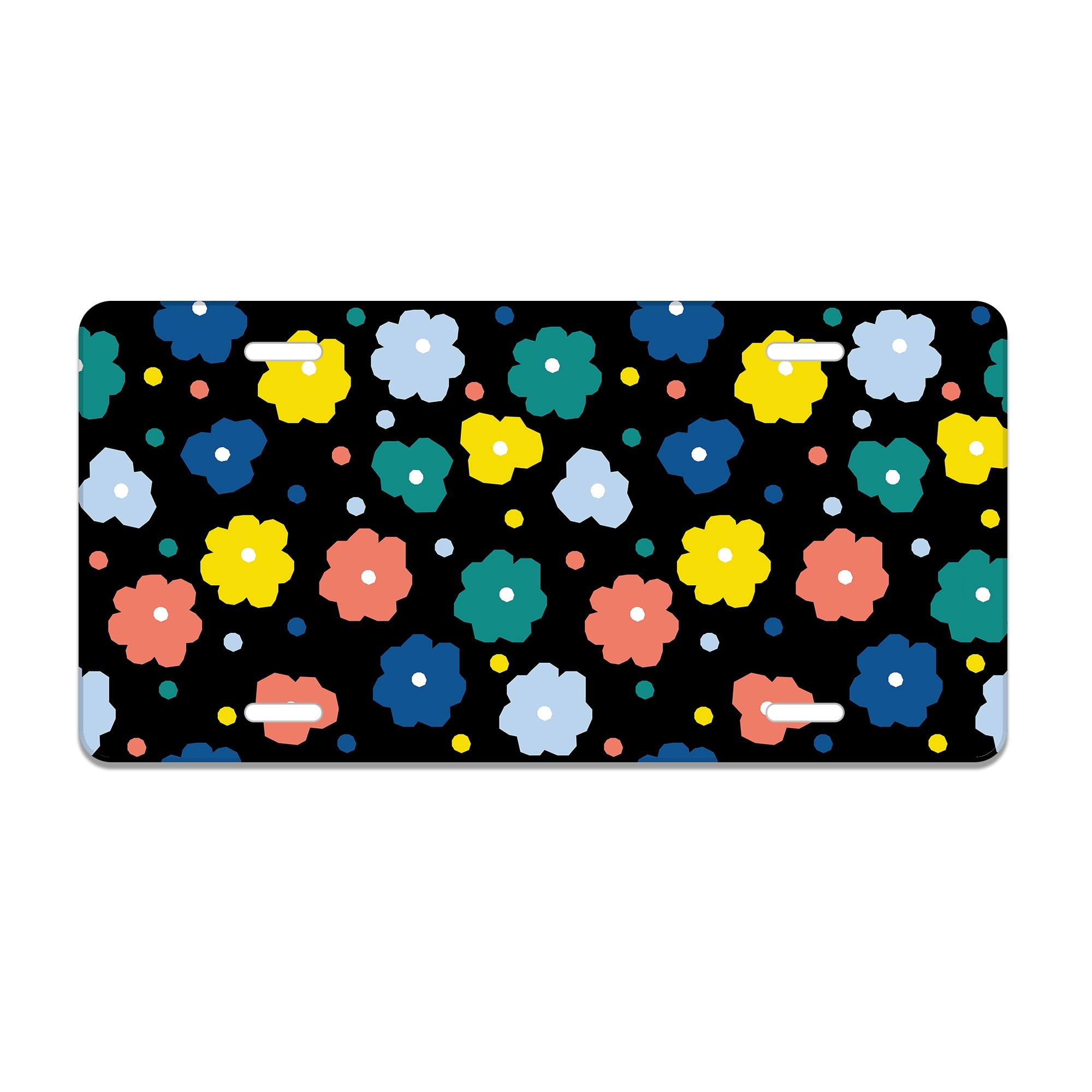 Smoaffly Vintage Groovy Colorful Flowers License Plate, Decorative Car ...