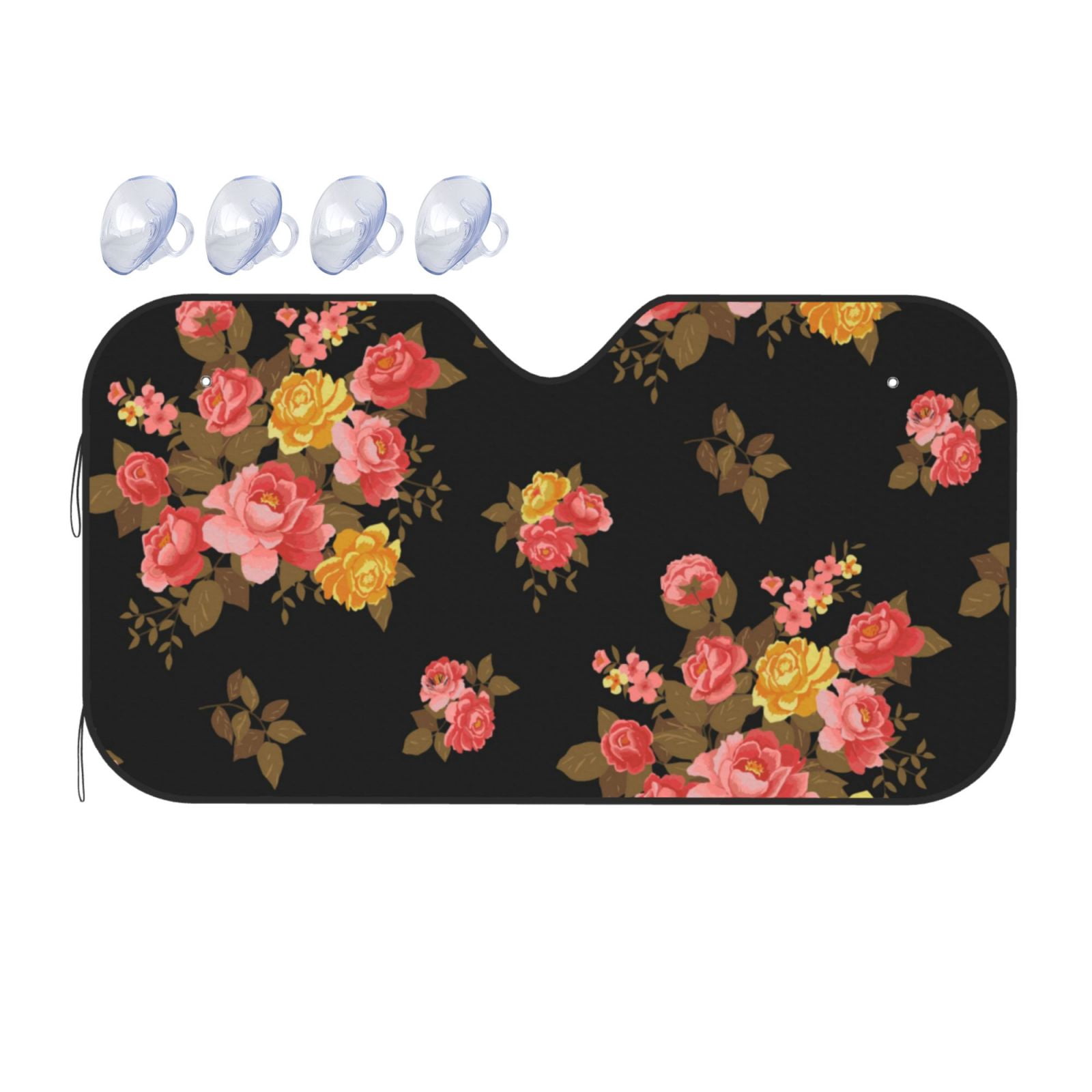 Smoaffly Yellow Red Roses Flowers Car Windshield Sunshade Skeleton Car ...