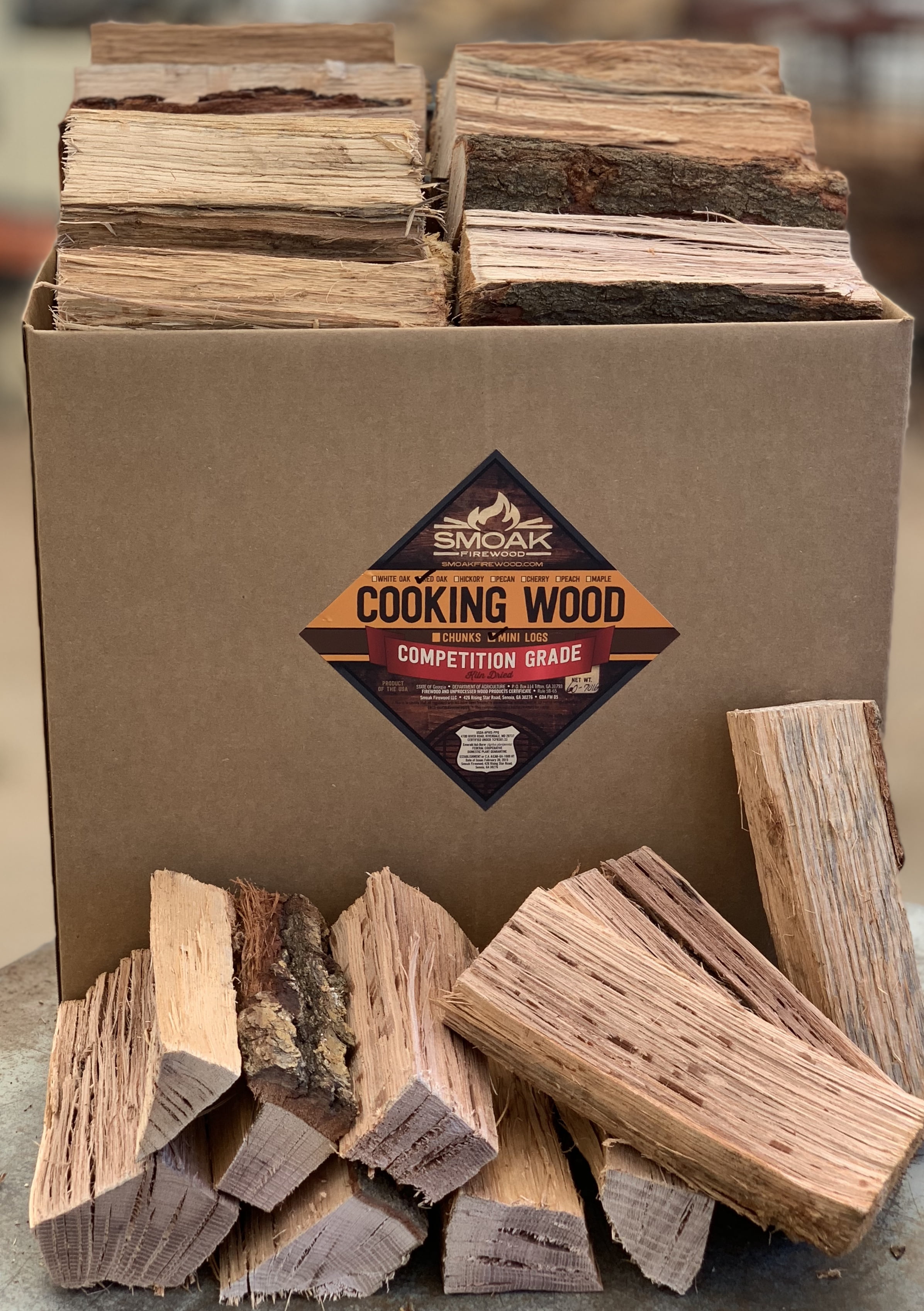 Smoak Firewood's Cooking Wood Mini Logs (8 inch Pieces 60-70 lbs) - Red ...