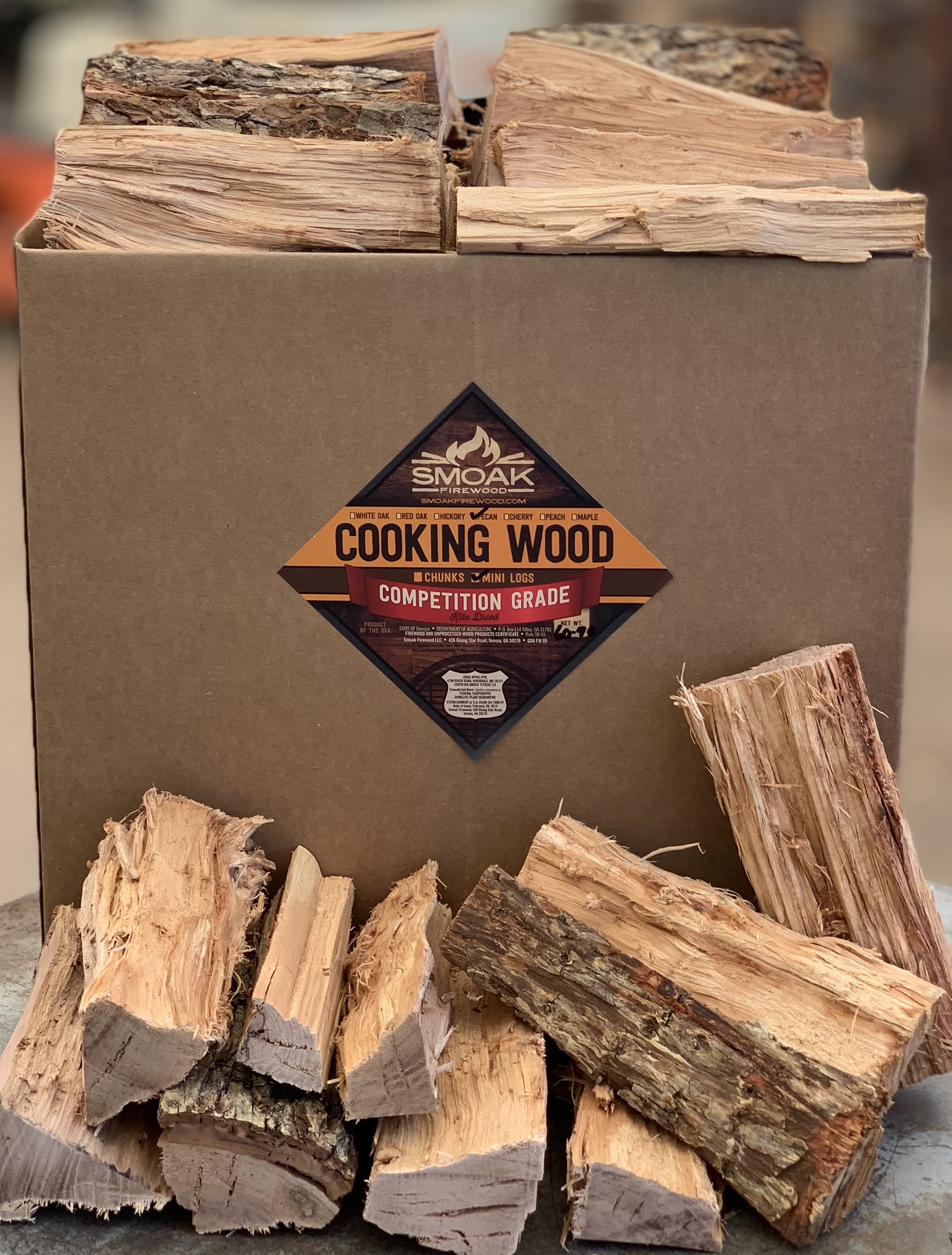 Smoak Firewood's Cooking Wood Mini Logs (8inch pieces 60-70lbs) - Pecan ...