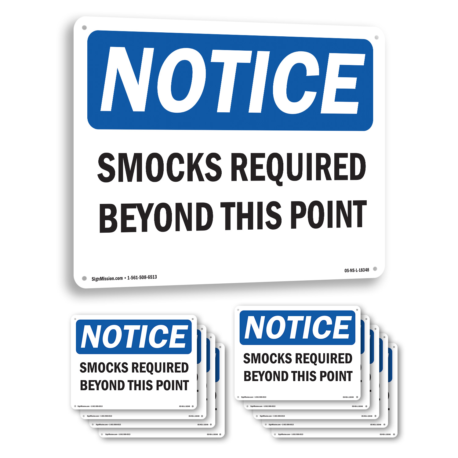 Smocks Required Beyond This Point OSHA Notice Aluminum Sign 10 Inch x 7 ...