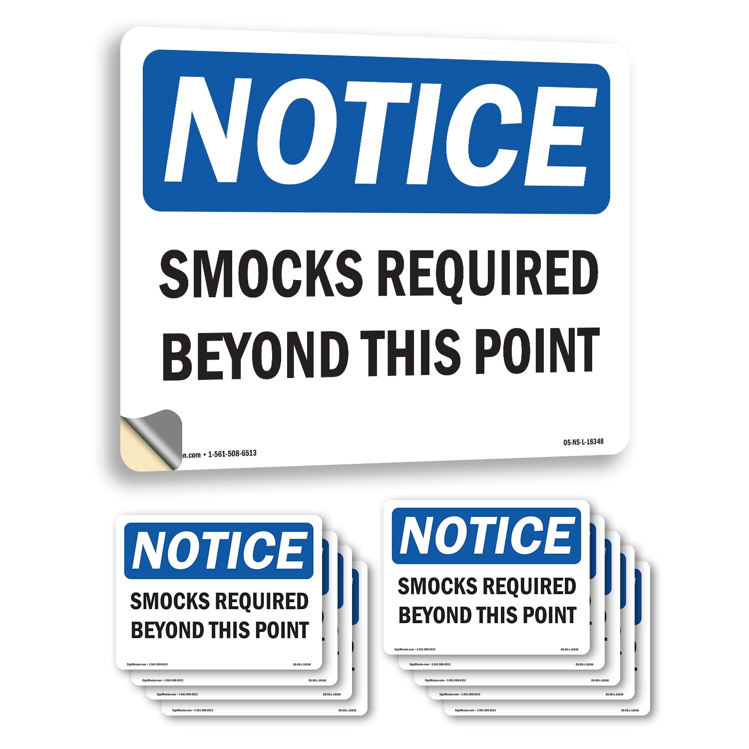 Smocks Required Beyond This Point OSHA Notice Vinyl Decal Label 18 Inch ...