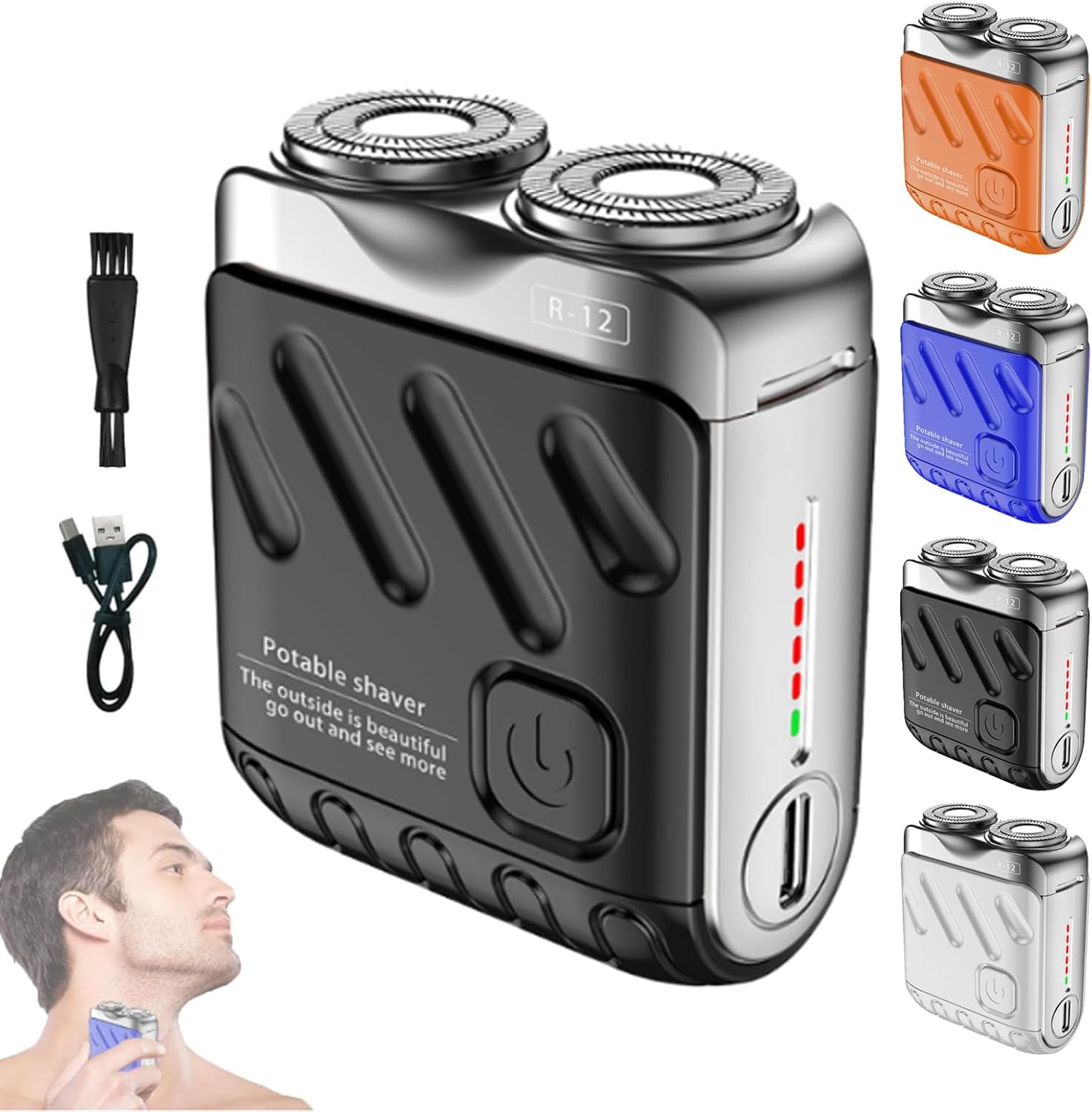Smoderate Electric Shaver, Portable Rotary Dual Ring Electric Shaver ...