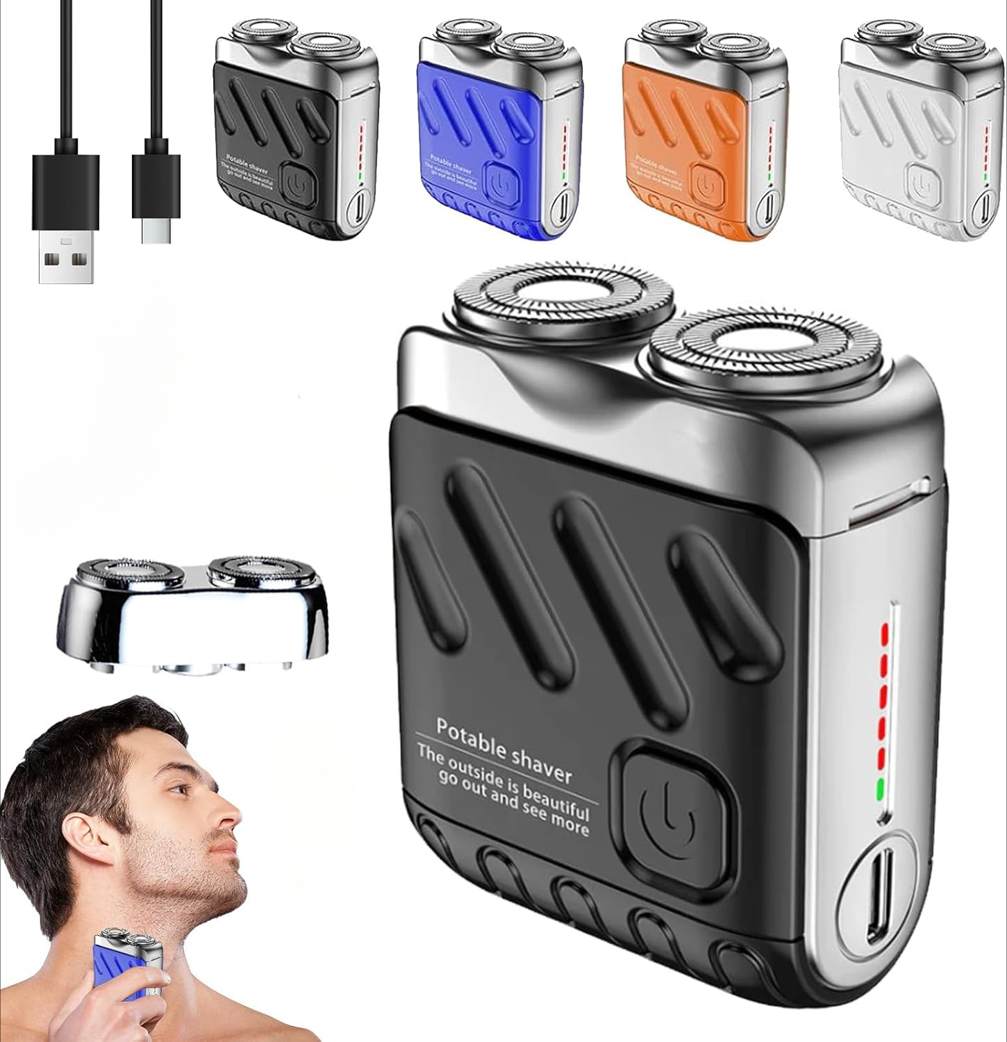 Smoderate Portable Rotary Dual Ring Electric Shaver, 2025 New Mini Dual ...