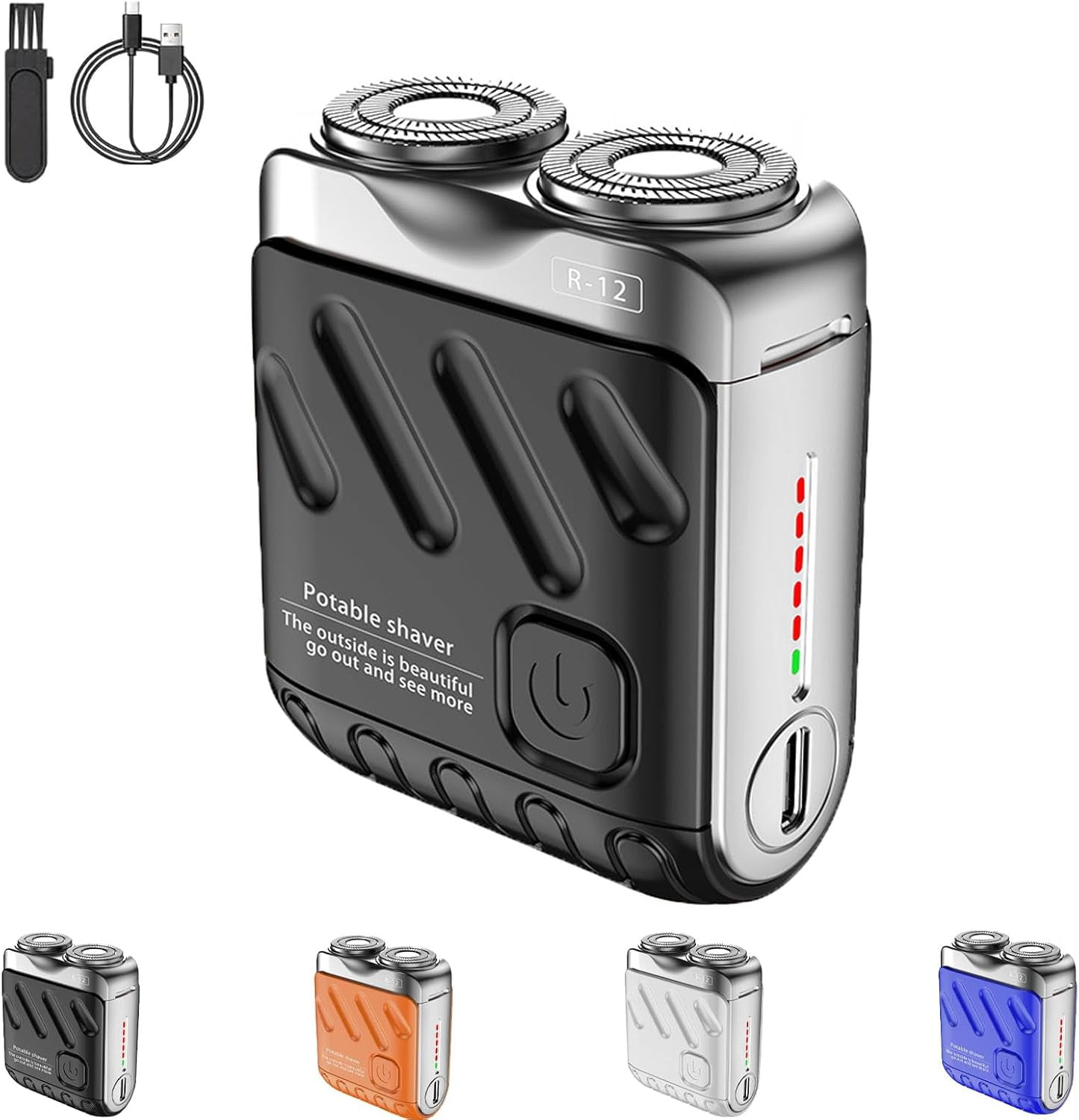 Smoderate Portable Rotary Dual Ring Electric Shaver, 360° Floating Blades, High-Speed Quiet ...