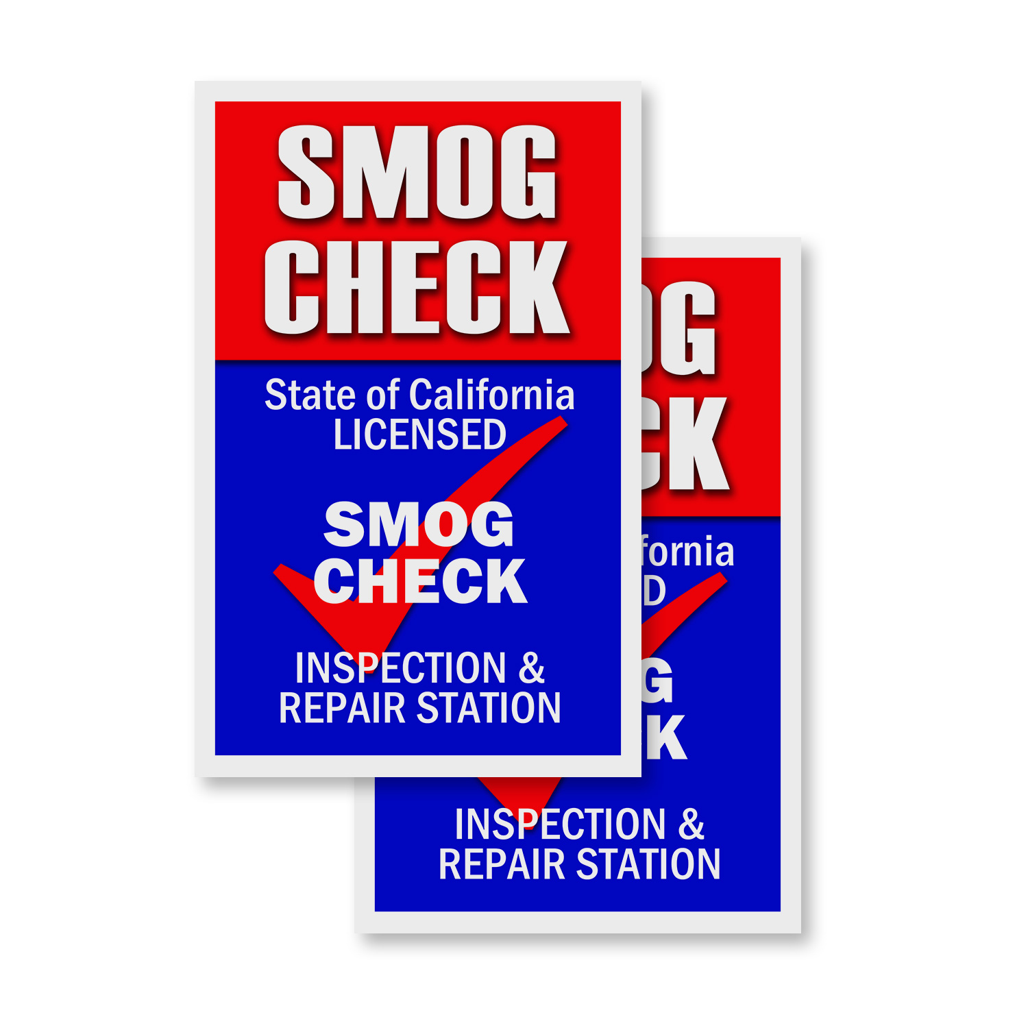 Smog Check (2-PACK) 24" x 36" Vinyl Decals | Sign Insert Peel & Stick ...