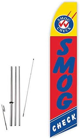 Smog Check (Red/Yellow) Super Novo Feather Flag - Complete with 15ft ...
