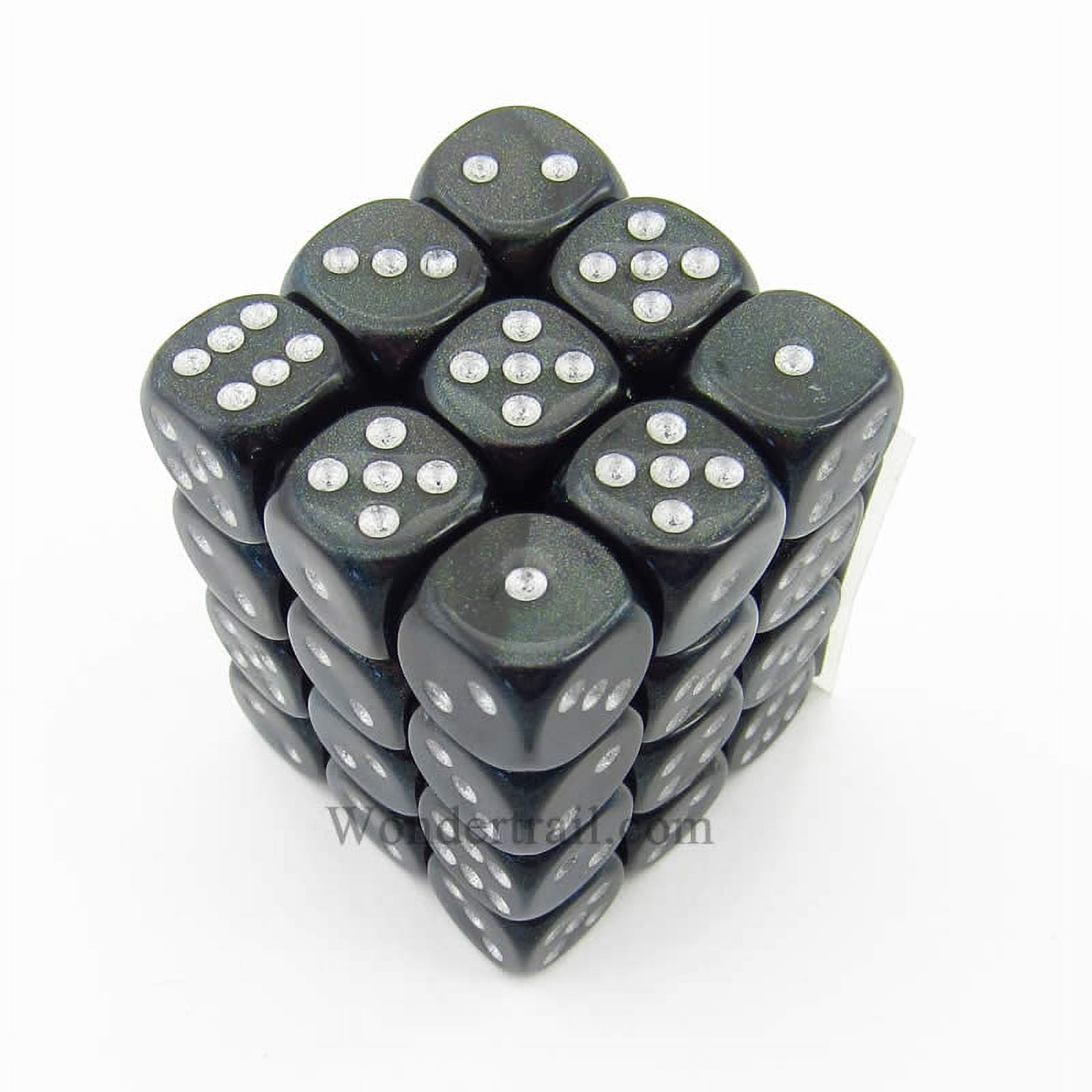 Smoke Borealis Dice with Silver Pips D6 12mm (1/2in) Pack of 36 Chessex ...