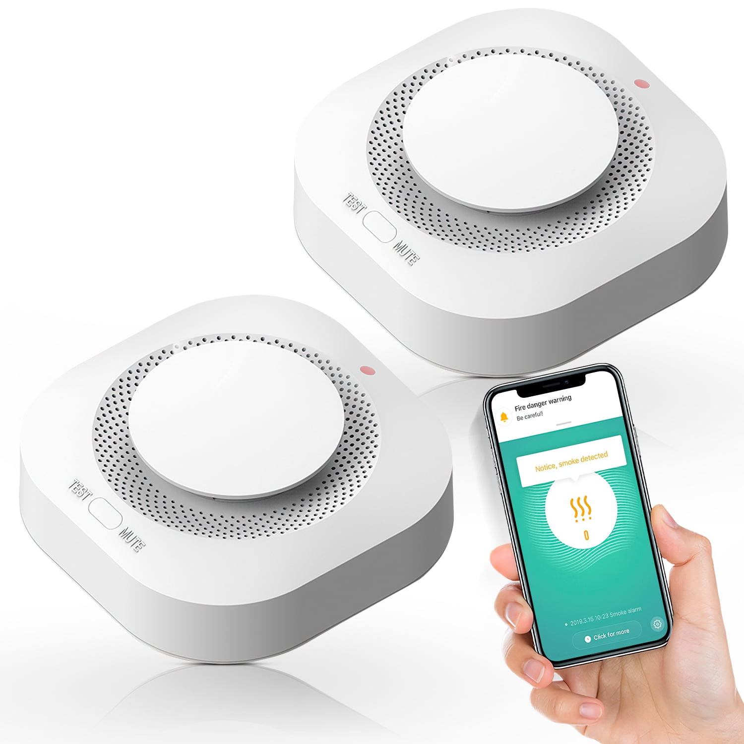 Smoke Detector - Smart WiFi Smoke Alarm Detector Wireless Fire Smoke ...