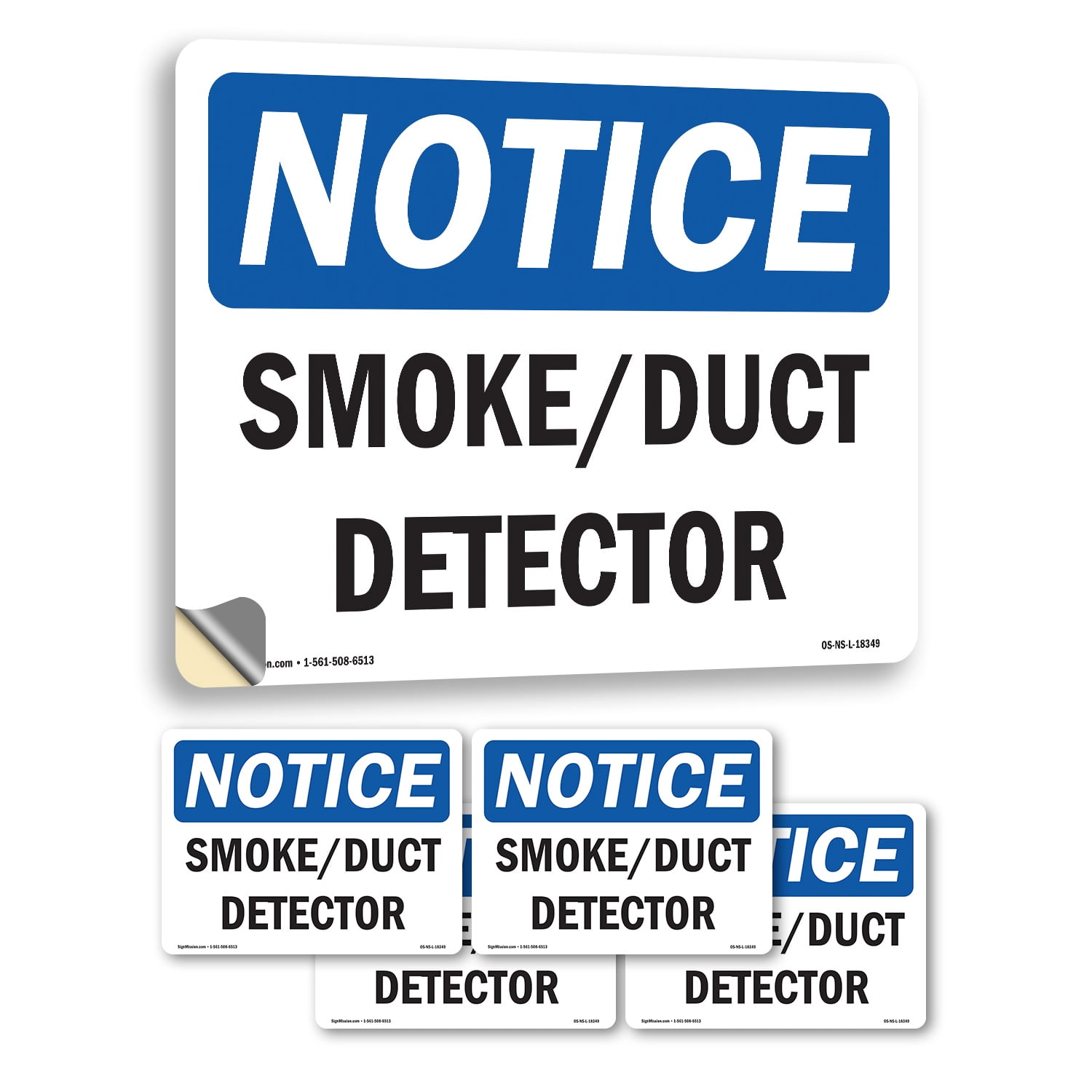 Smoke Duct Detector OSHA Notice Vinyl Decal Label 7 Inch x 5 Inch - 5 ...