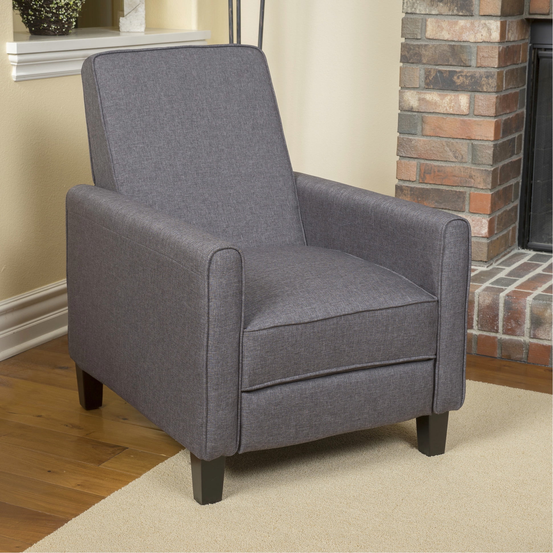 Smoke Fabric Chair For Home - Modern Low Profile Recliner With Classy ...