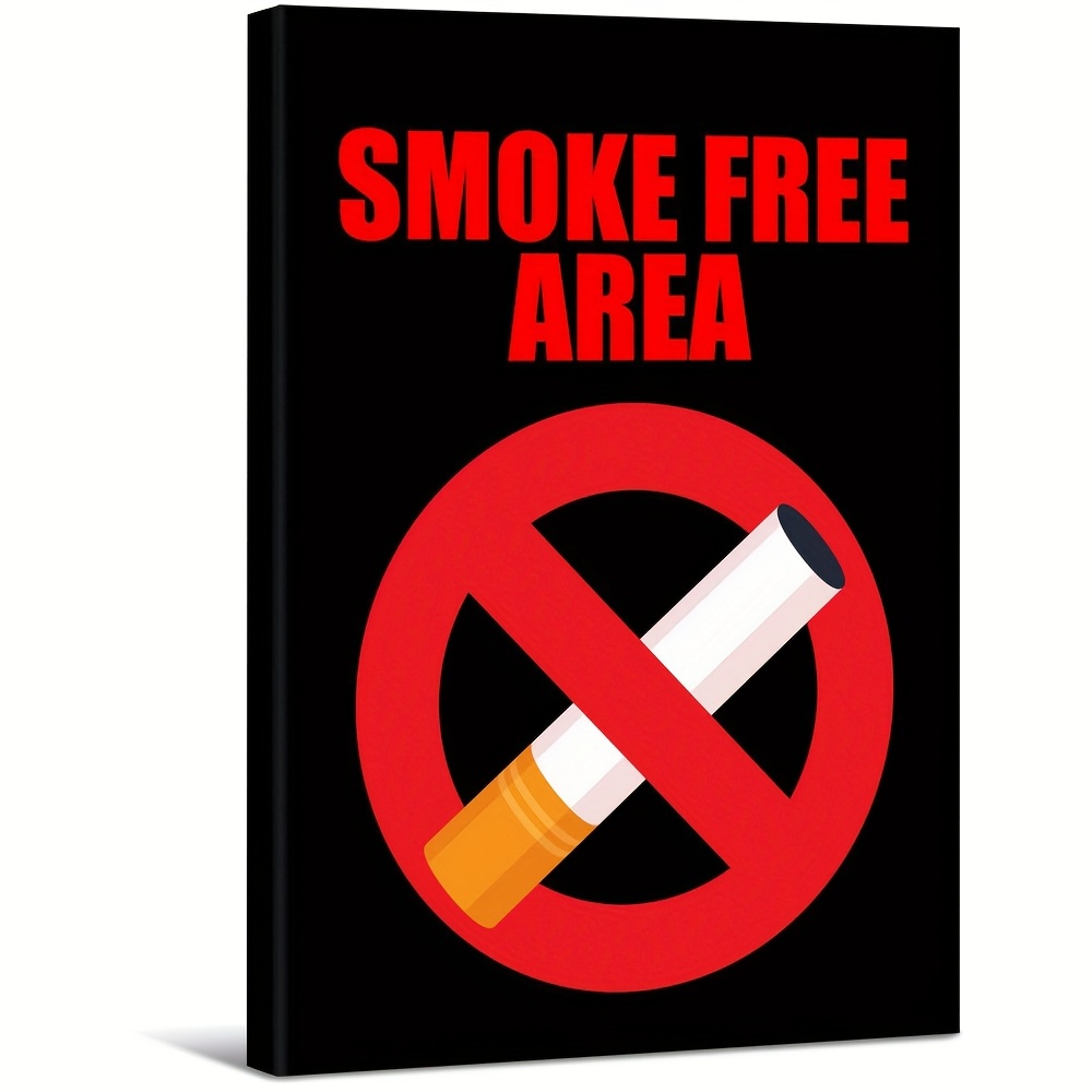 Smoke Free Area Sign With Cigarette And Prohibition Symbol Large Wooden ...