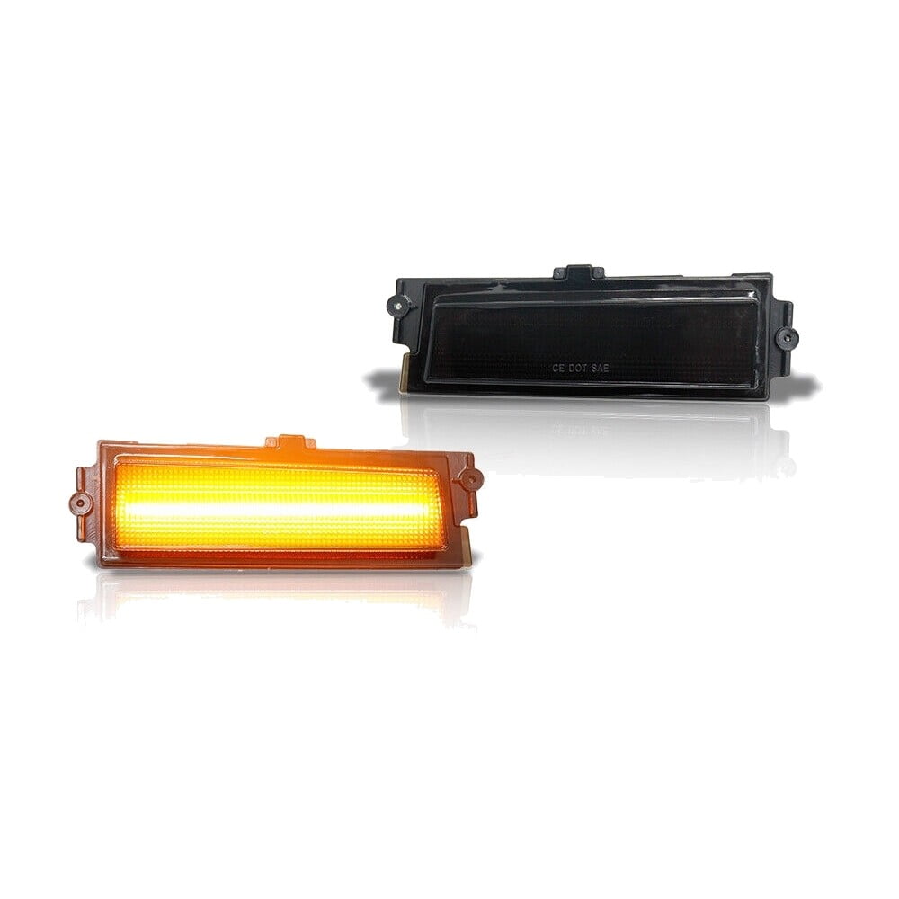 Smoke Full Amber Front Side Marker Lights with Black ABS Housing and ...
