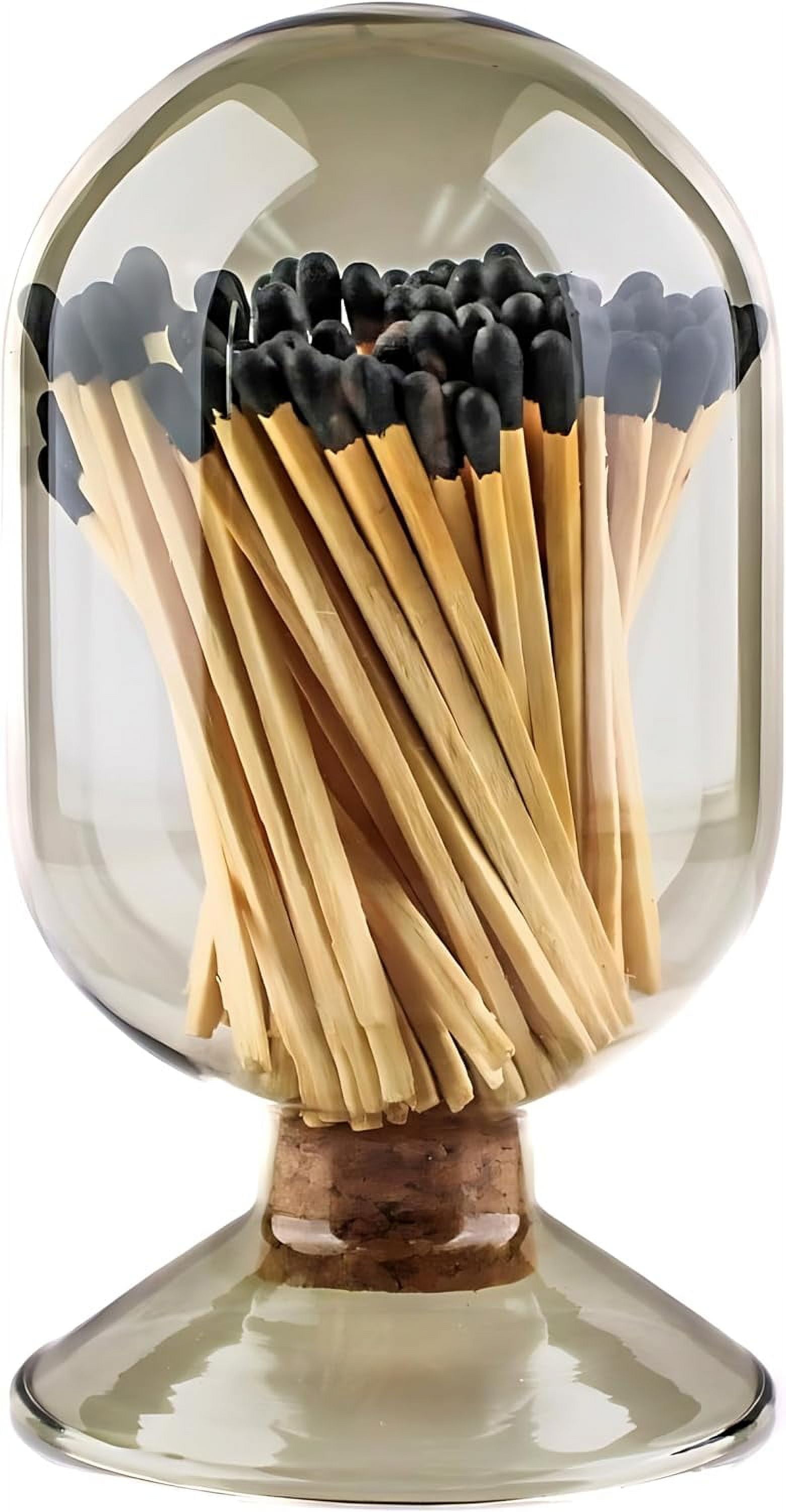 Smoke Gray Glass Matches Cloche | includes Color Matches & Striker ...