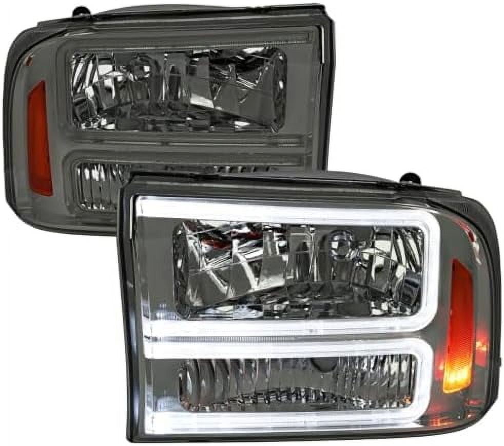 Smoke Headlights with LED Bar Compatible with 1999-2004 Ford F-250, F ...
