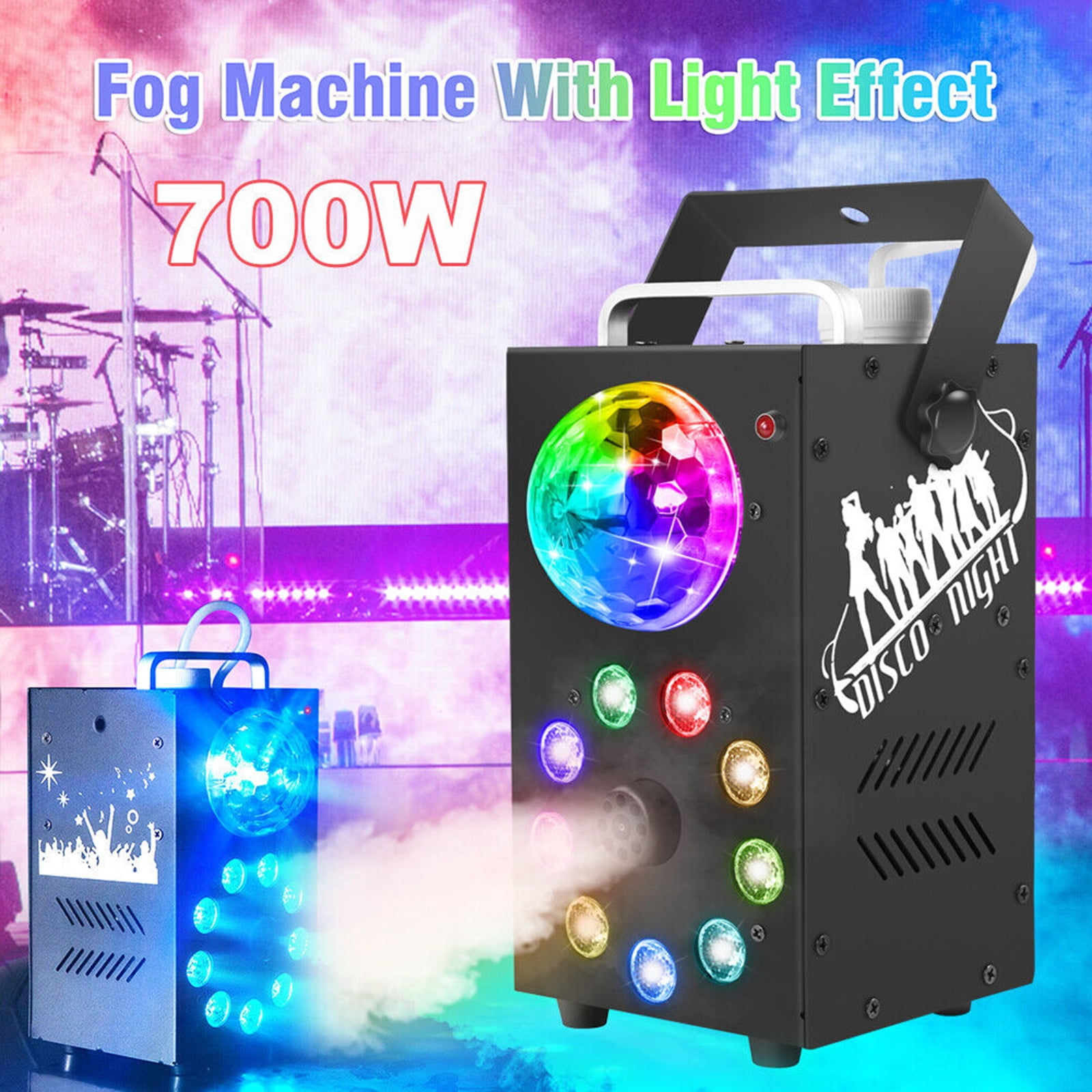 Smoke Machine 700W Fog Machine with Controllable 9 LED Color Lights and ...