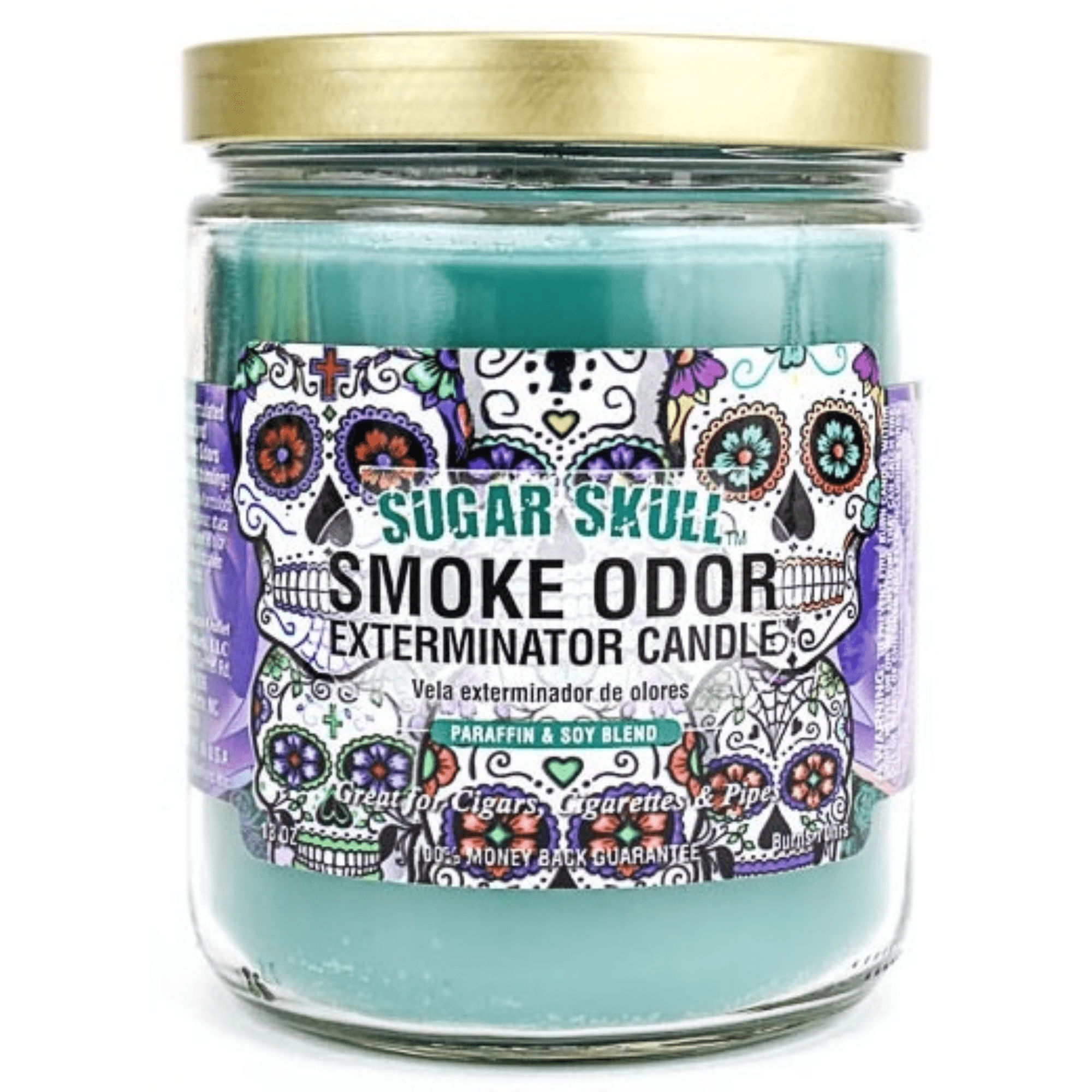 Smoke Odor Exterminator Candle SUGAR SKULL Scent 13 Oz. JAR - Walmart.com