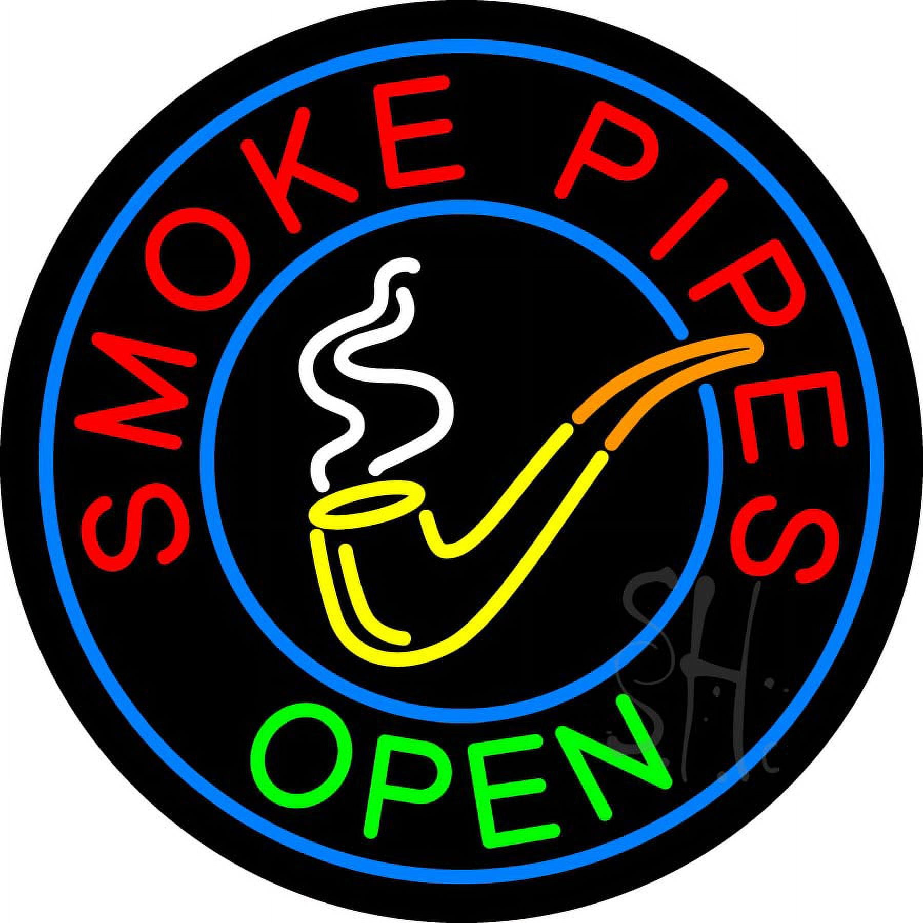 Smoke Pipes Open Circle LED Neon Sign 26 x 26 - inches, Clear Edge Cut ...