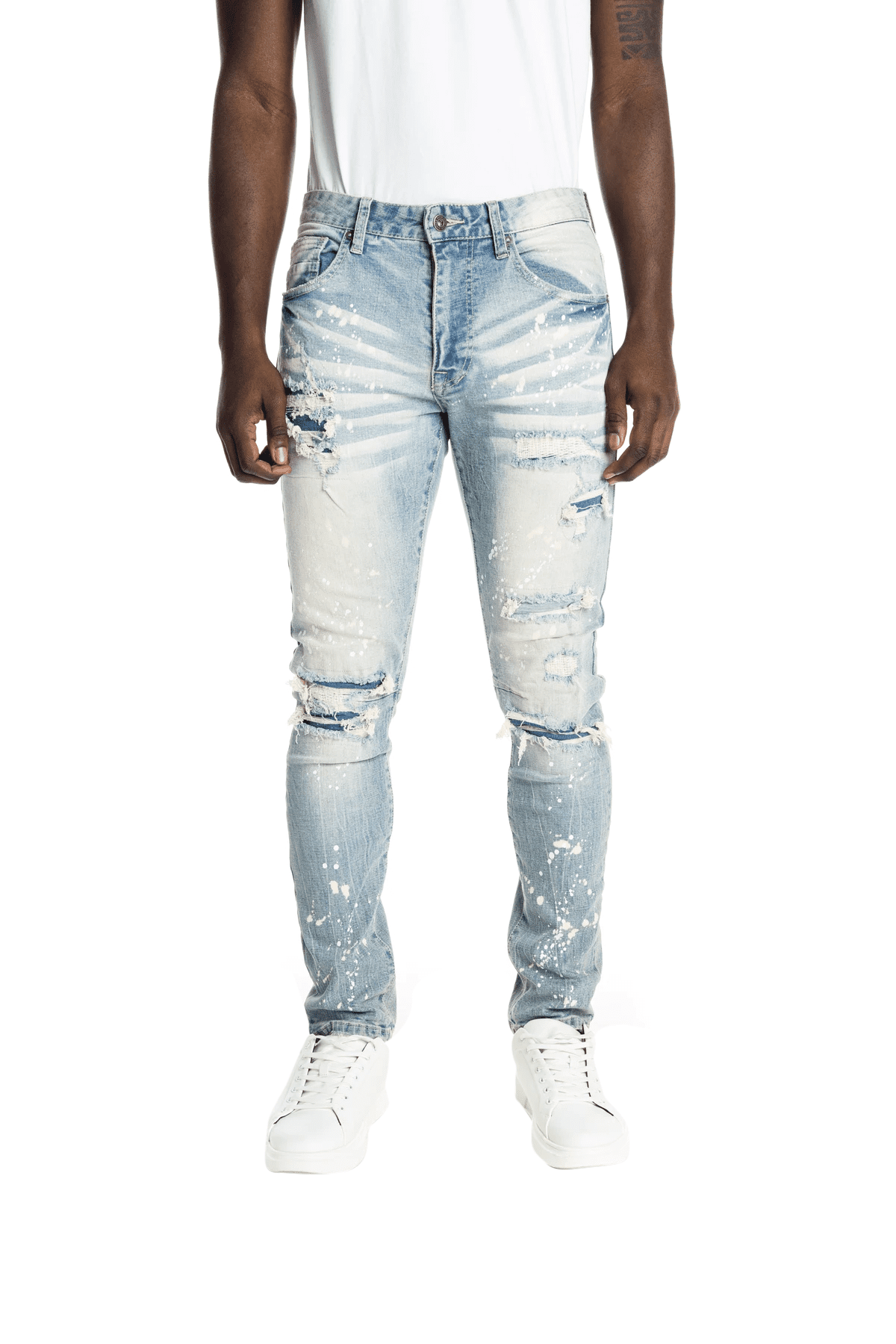 Smoke Rise Brighton Blue Heavy Rip & Repair Jeans - 42x32 - Walmart.com