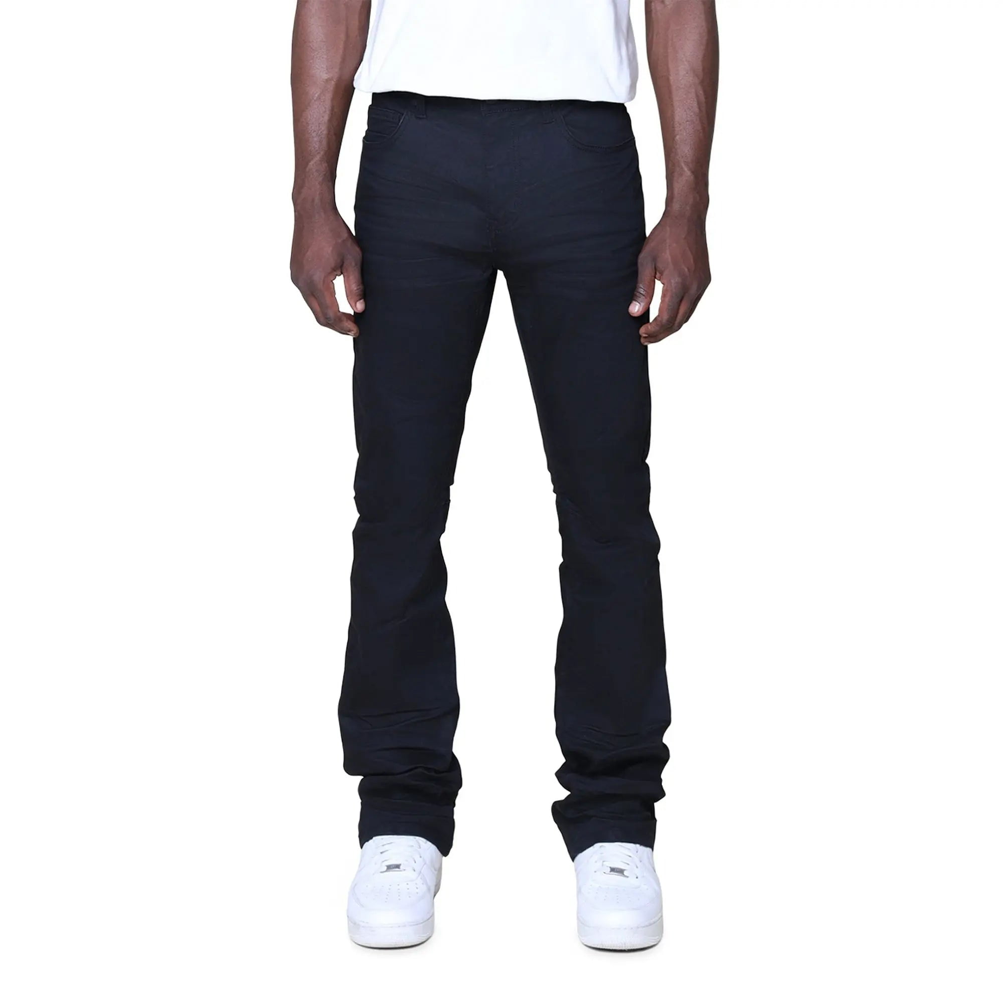 Smoke Rise Men Clean Plain Stacked Jeans (Jet Black) - Walmart.com