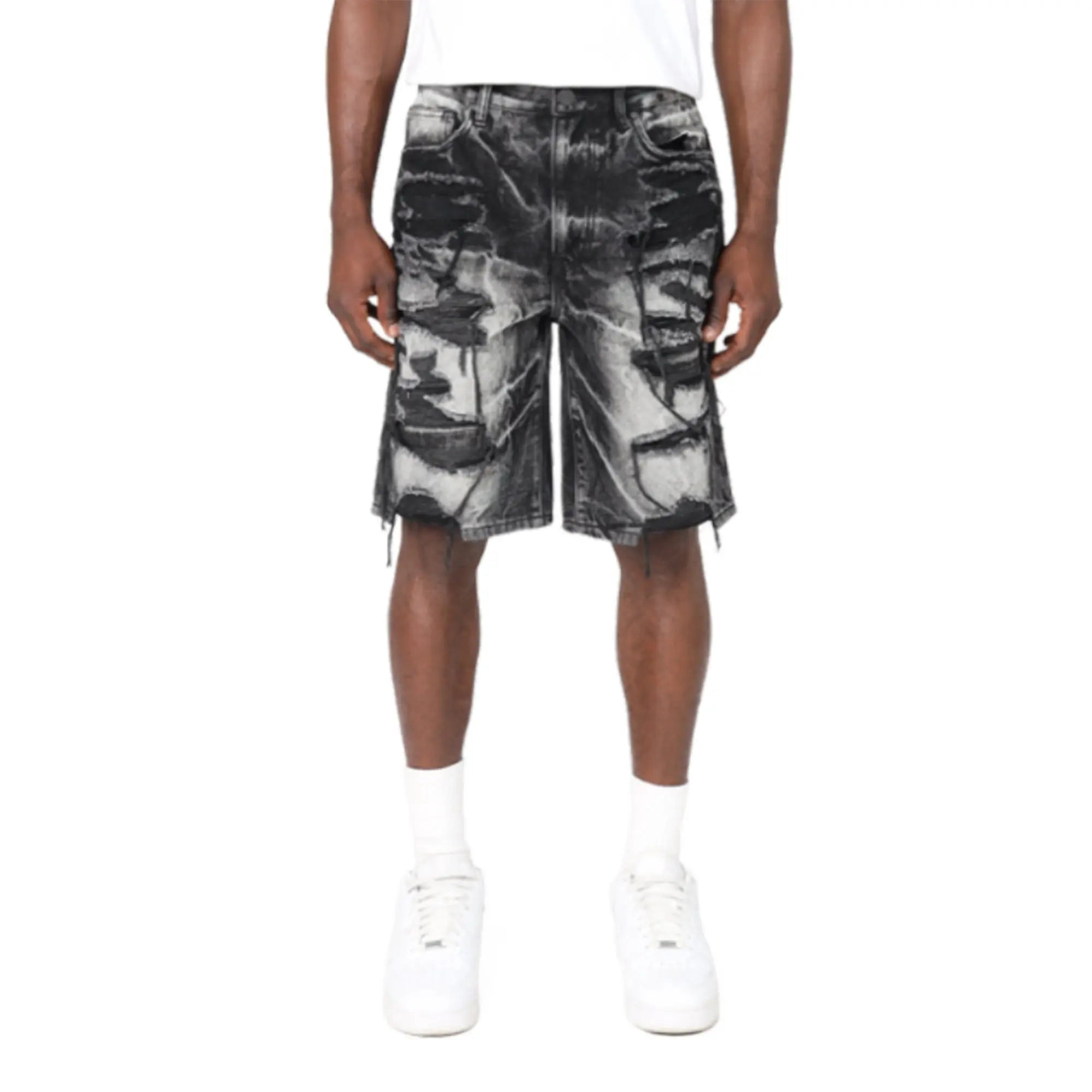 Smoke Rise Men Heavy Rip Repair Shorts (Sable Black) - Walmart.com