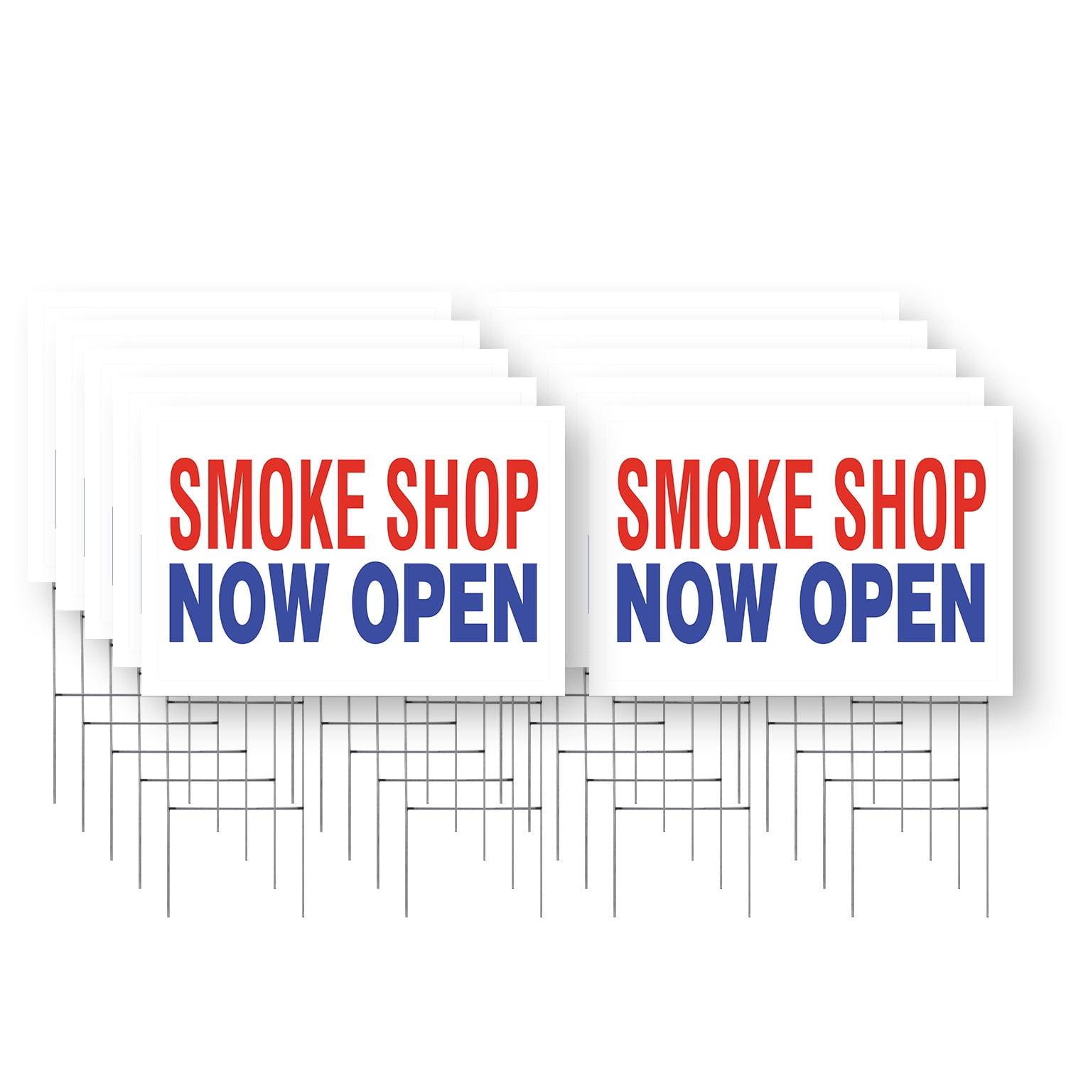 Smoke Shop Now Open Yard Sign 10 Pack of 24 Inch x 36 Inch Double Sided ...