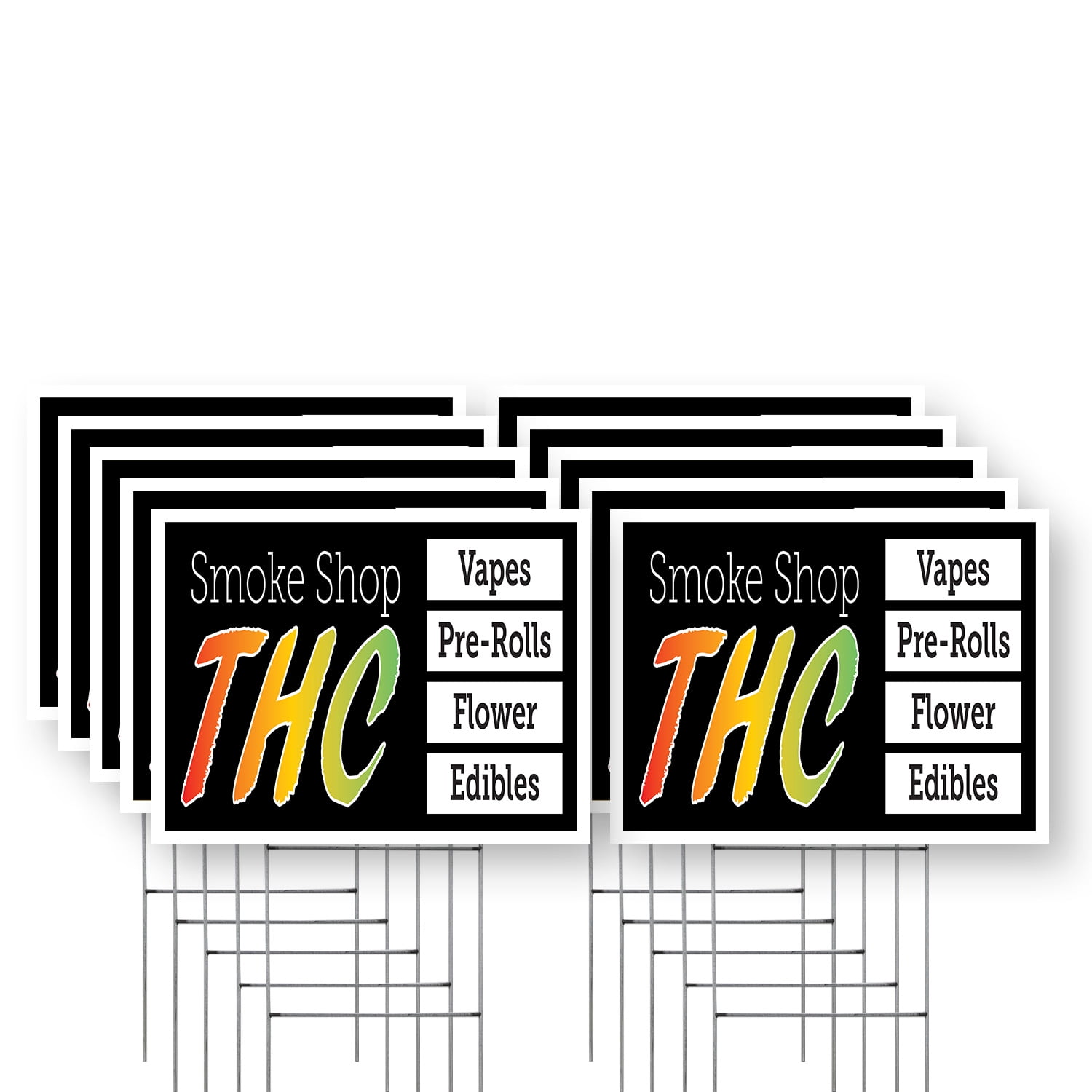 Smoke Shop THC Yard Sign 10 Pack of 12 Inch x 16 Inch Double Sided ...