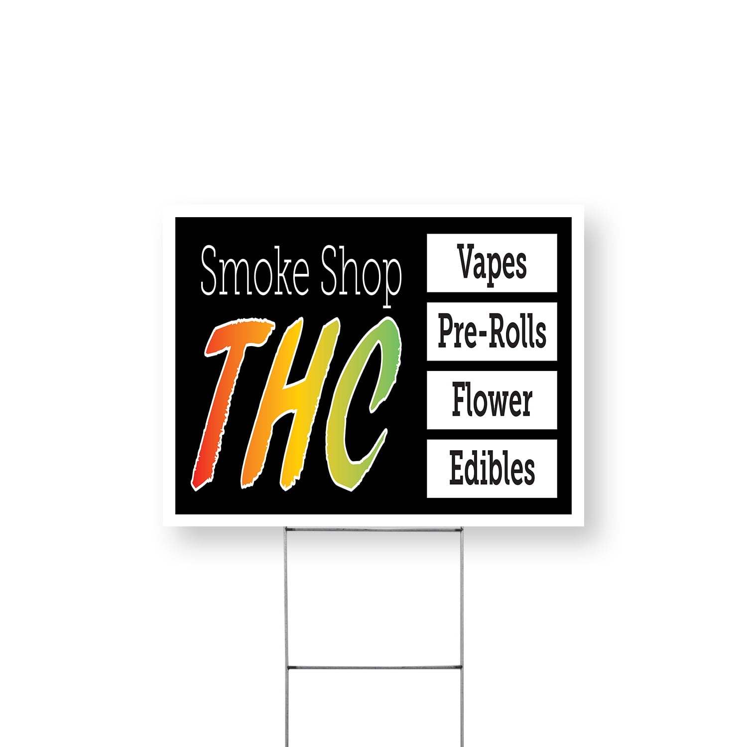 Smoke Shop THC Yard Sign 18 Inch x 24 Inch Double Sided Weatherproof ...