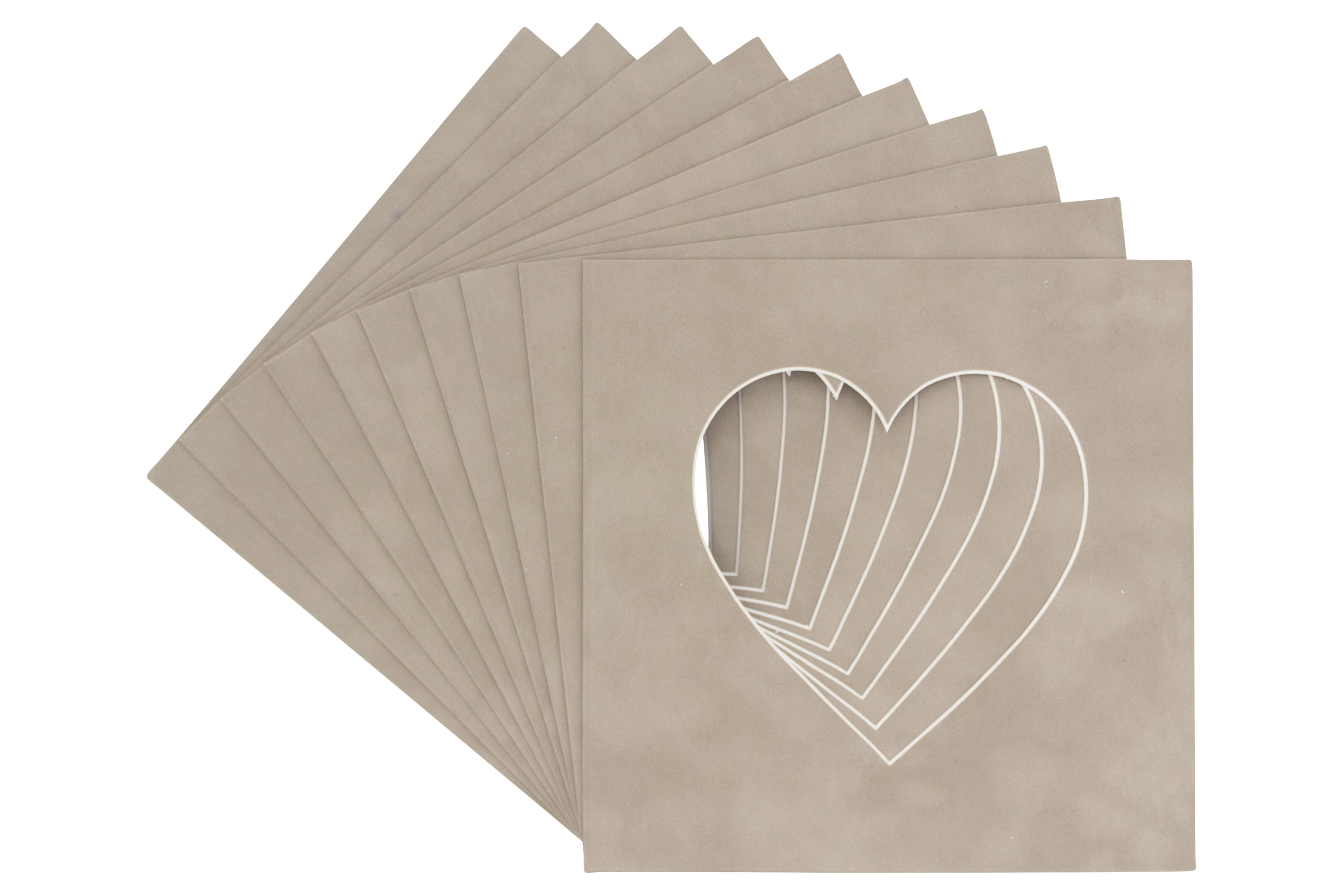 Smoke Suede Acid Free 7x7 Heart Picture Frame Mat with White Core Bevel ...