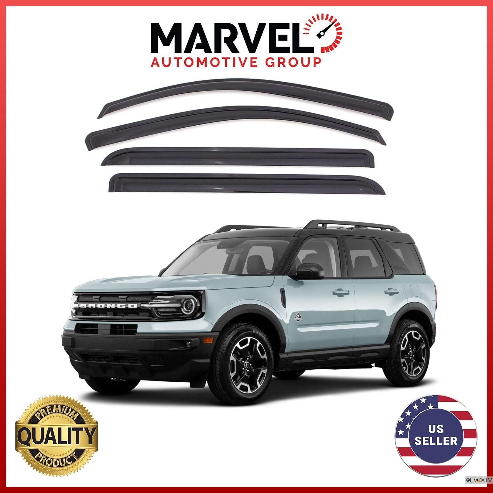 Smoke Window Sun Vent Visor Rain Guard Deflector for Ford Bronco Sport ...