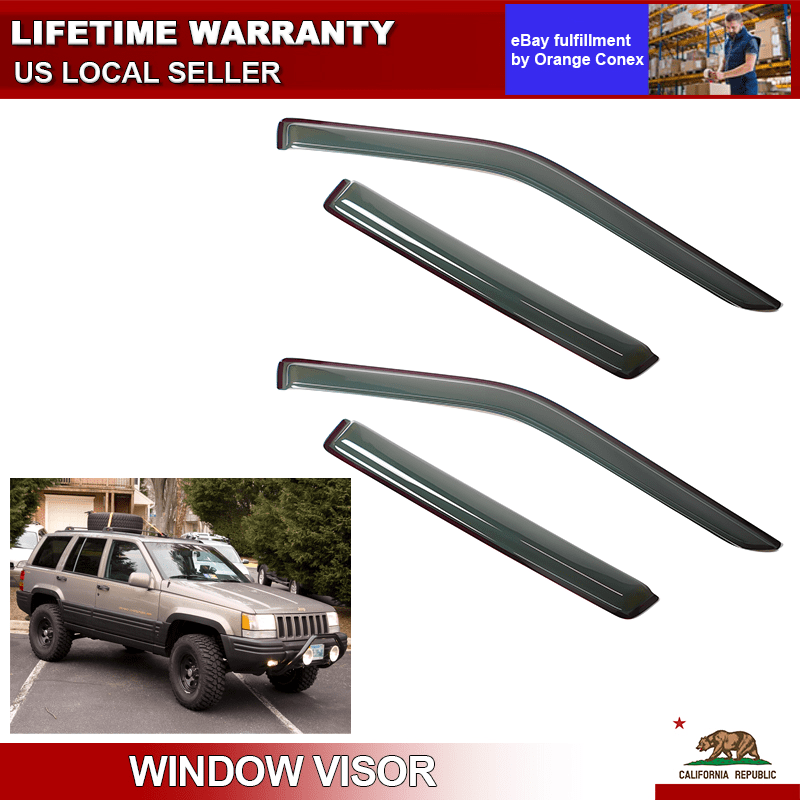 Smoke Window Visor For 1993-1998 Jeep Grand Cherokee Sun Rain Deflector ...