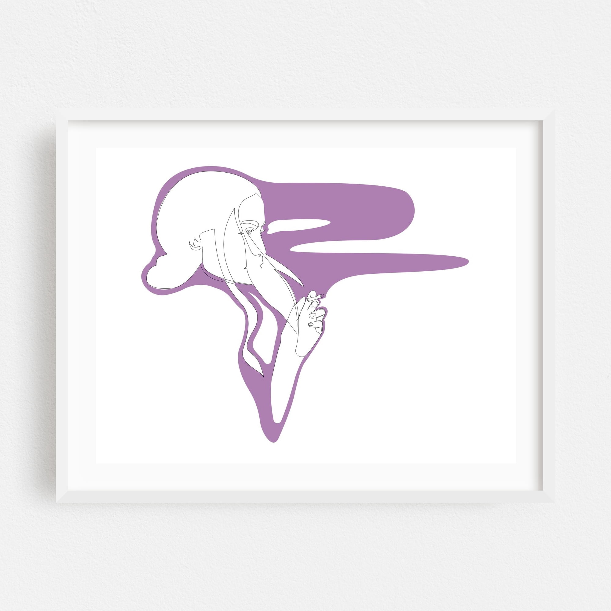 Smoke magenta - Line Drawing Line Art Abstract Minimalist Illustration ...