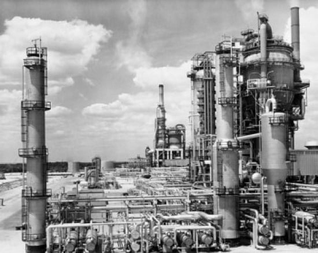 Smoke stacks in an oil refinery, Tidewater Oil Company, Delaware, USA ...