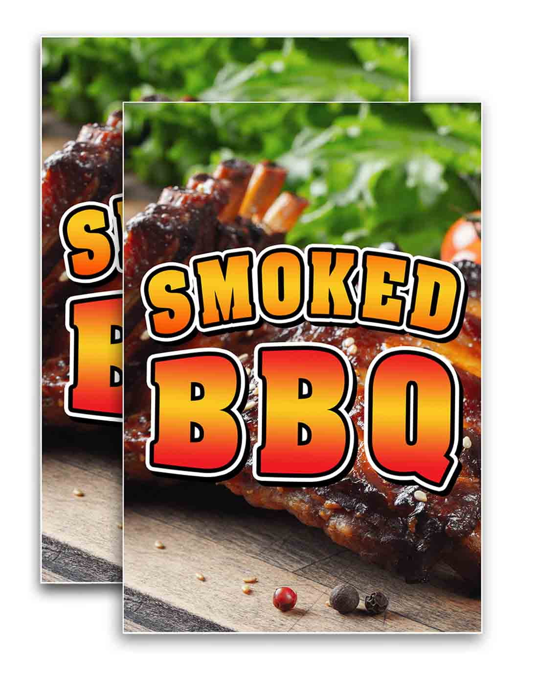 Smoked BBQ (24" X 36") Vinyl Decal Only (Pack of 2) |Sign|Sticker ...