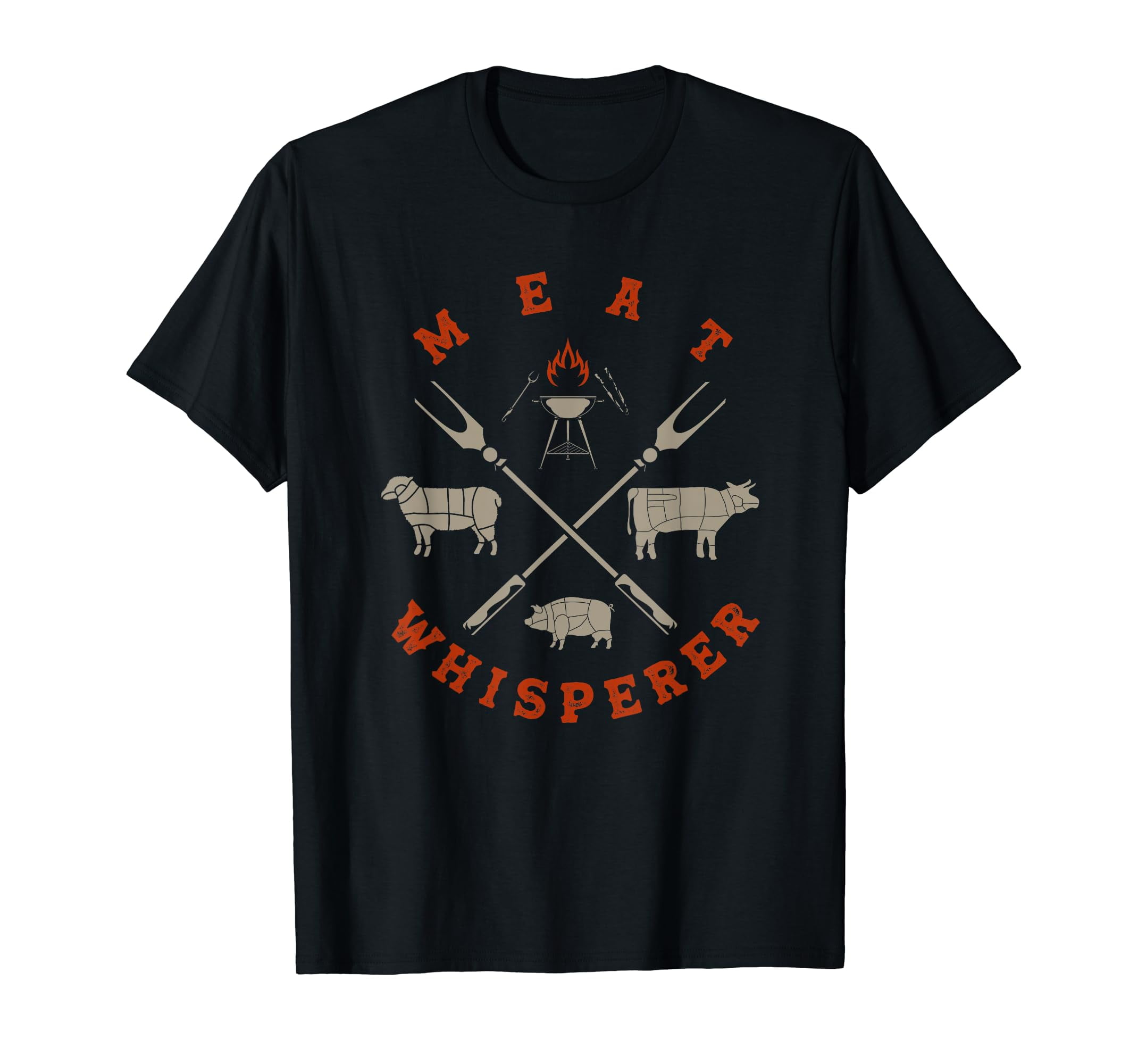Smoked BBQ Grilling Meat Smoking Meat Whisperer Barbecue Black T-Shirt ...