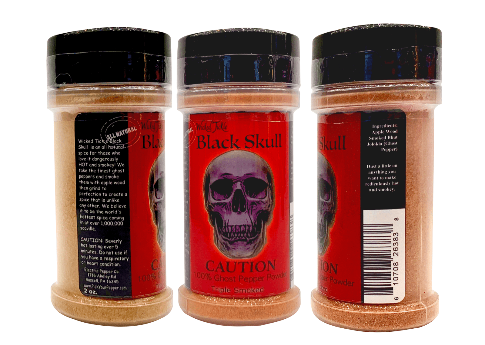 Wicked Tickle Black Skull Smoked Ghost Pepper Powder, Hot Chili ...