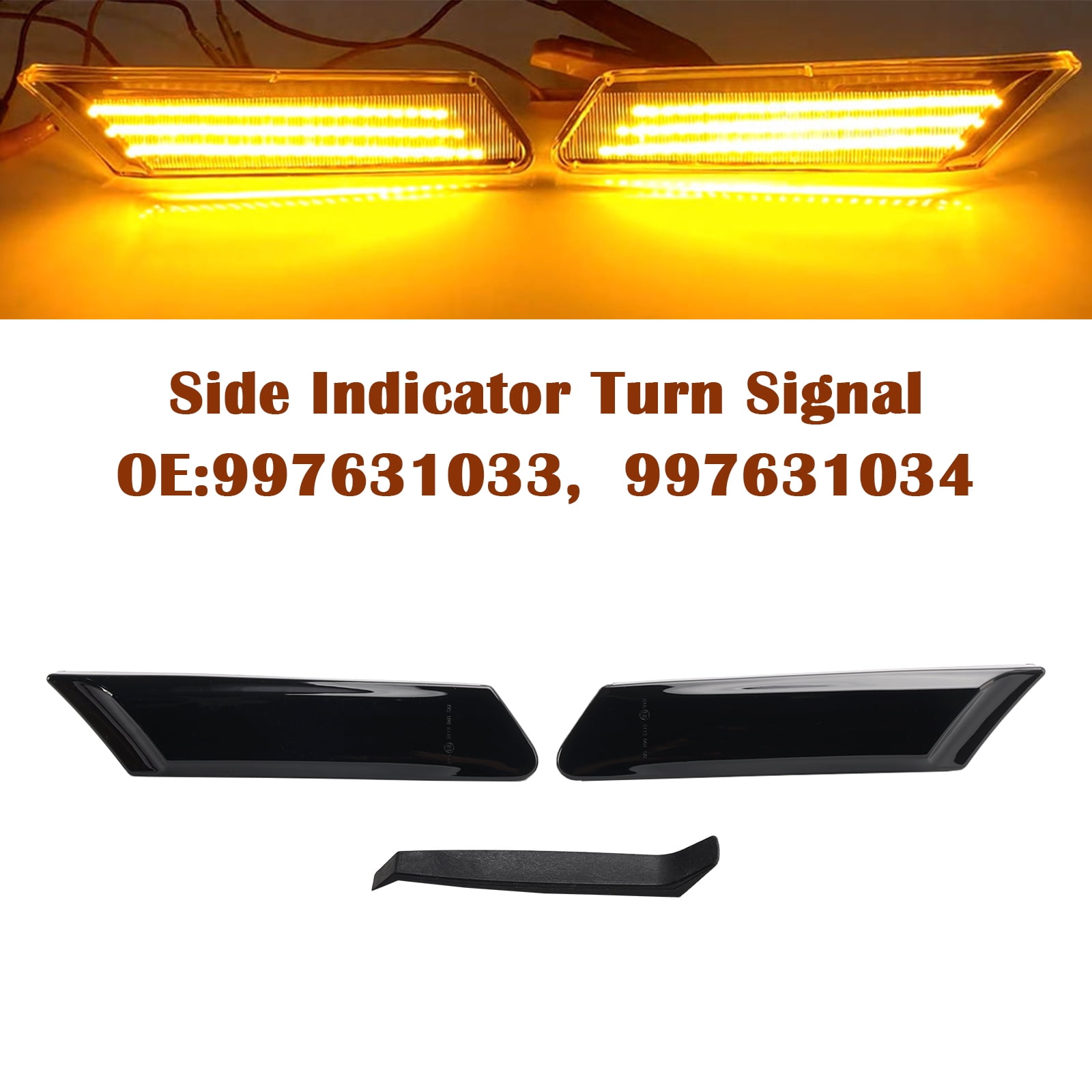 Smoked LED Sequential Blinker Side Indicator Turn Signal for Porsche ...