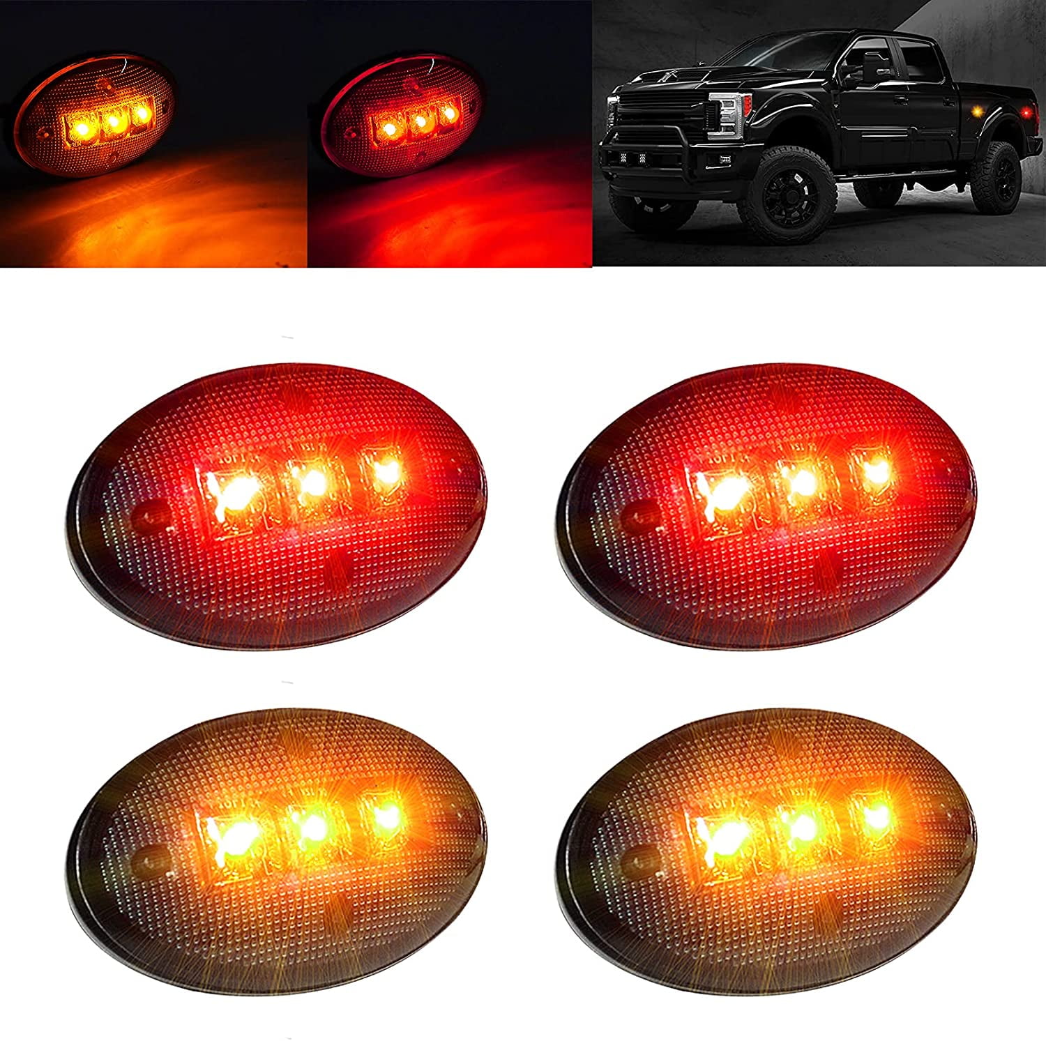 Smoked Len Dually Bed Fender Side Marker LED Lights for F250 F350 F450 ...